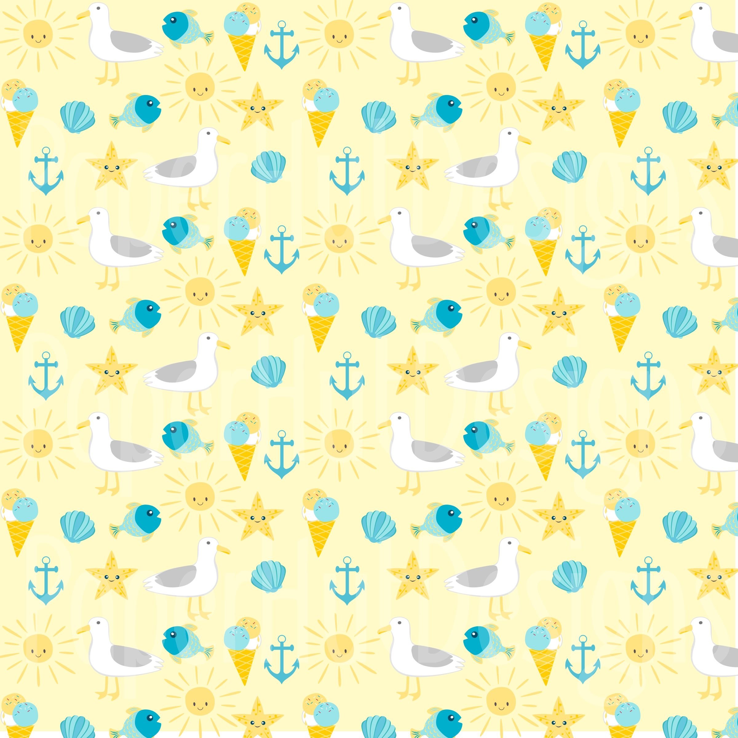 Beach Clipart and Digital Papers Set (85923) | Elements | Design Bundles