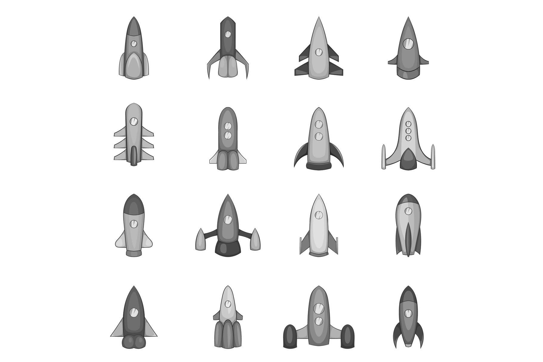 Rockets icons set, monochrome style (499652) | Icons | Design Bundles