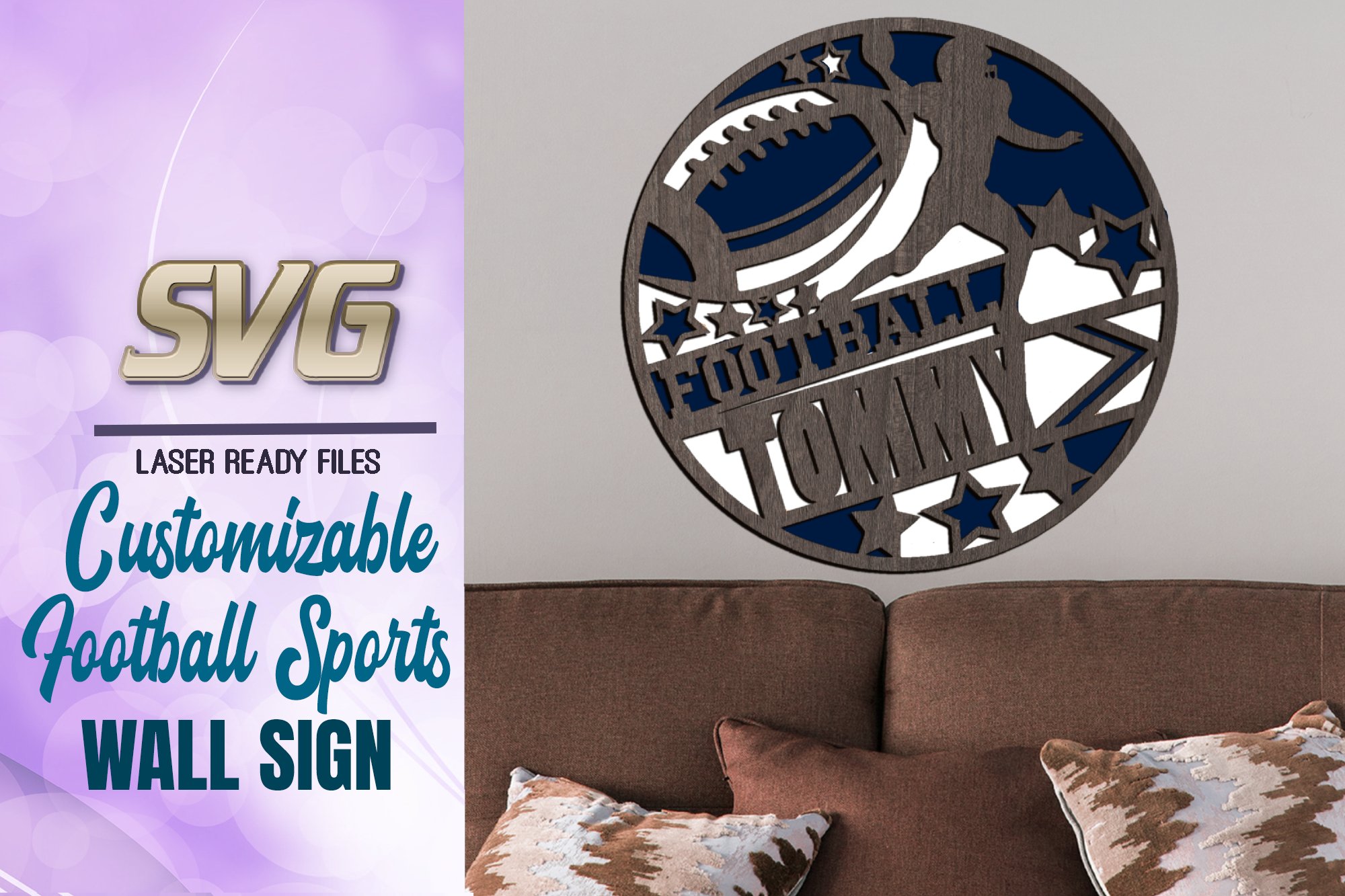 Personalized Football Sports Sign SVG Glowforge Files (1112937) | Cut ...