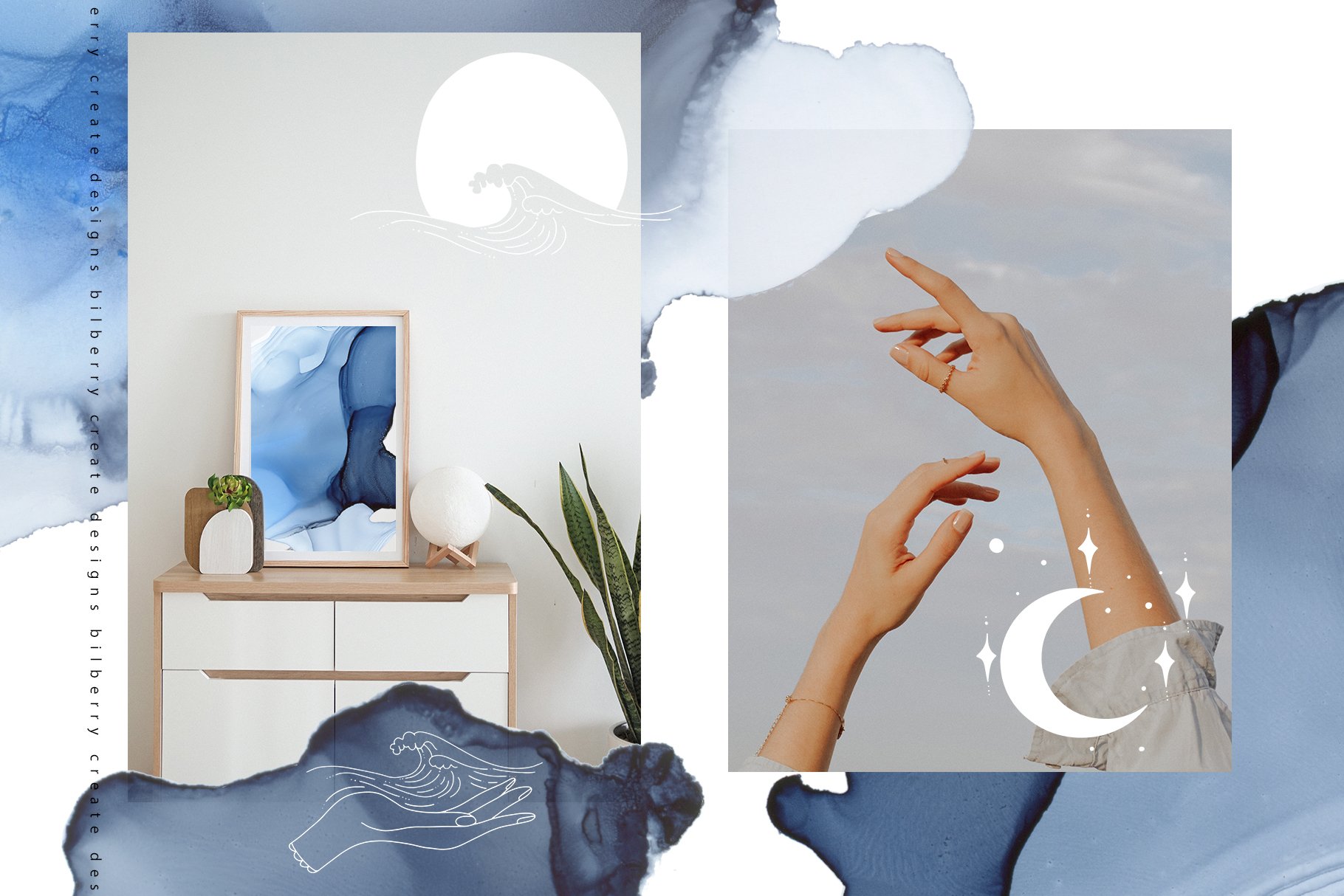 Deep Blue Moon ink texture (694182) | Textures | Design Bundles