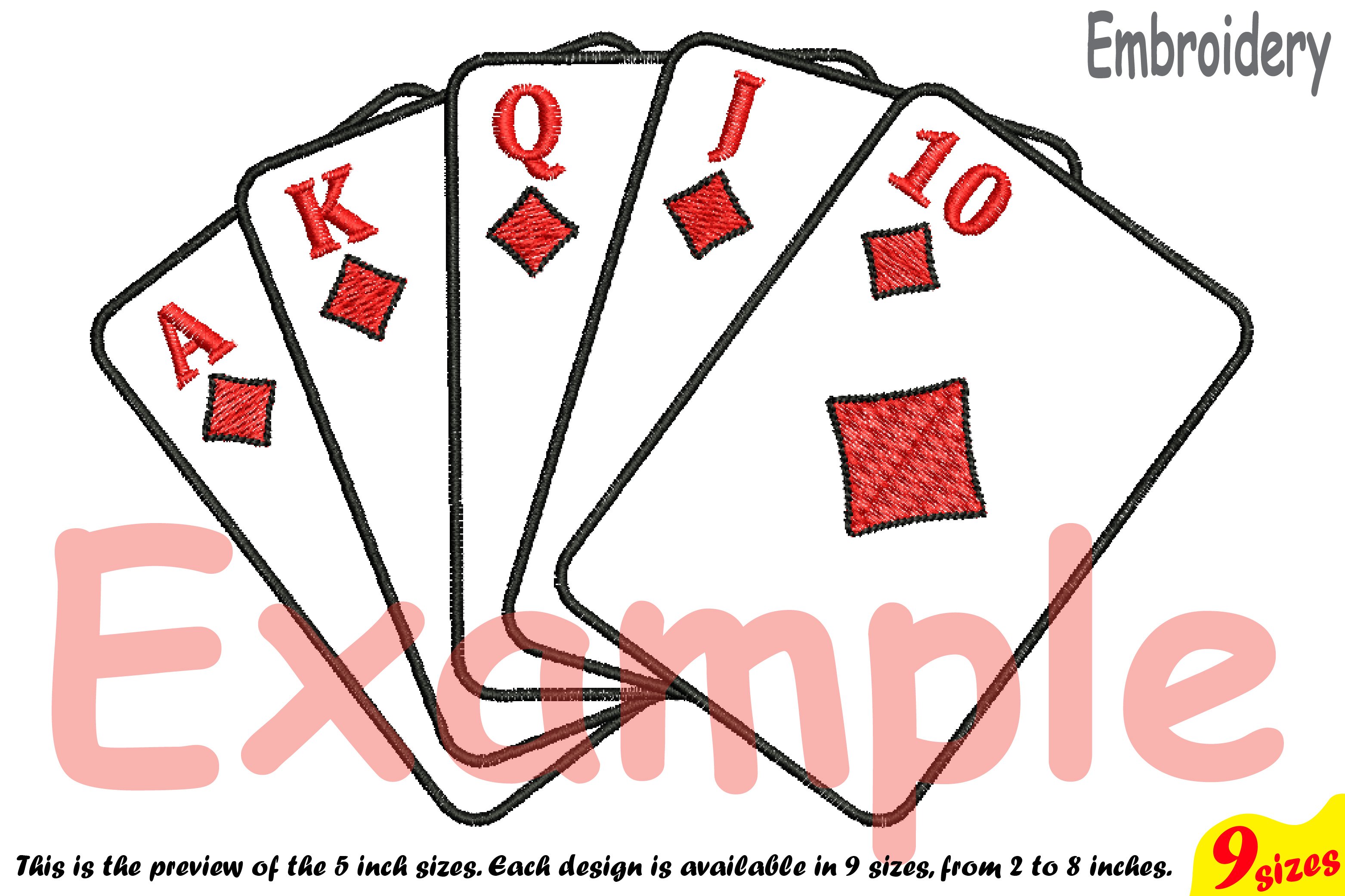 Poker Royal Flush Designs for Embroidery Machine Instant Download ...
