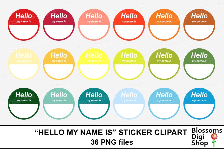 Hello my name is Sticker Clipart (387001) | Stickers | Design Bundles