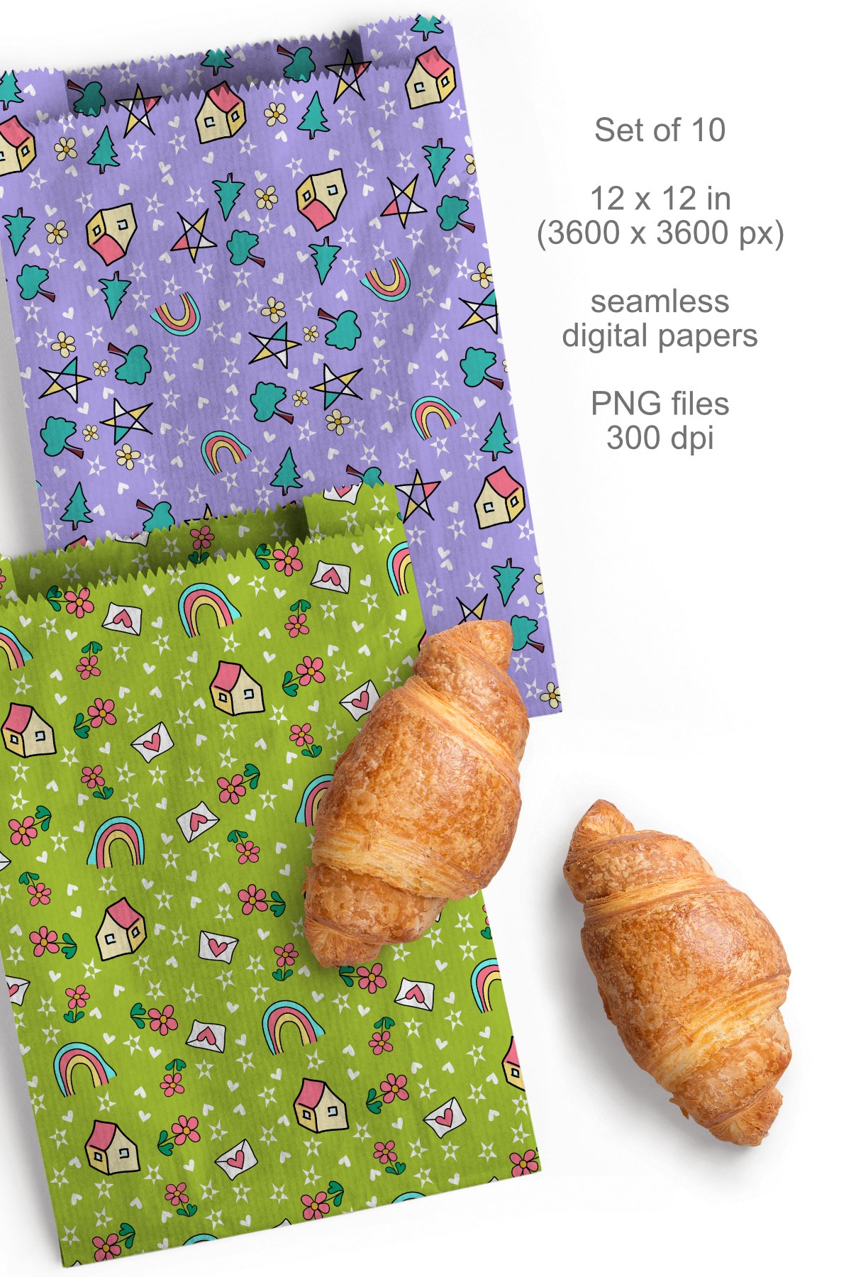 Patterned Kids Friendly Seamless Papers 10 PNG files