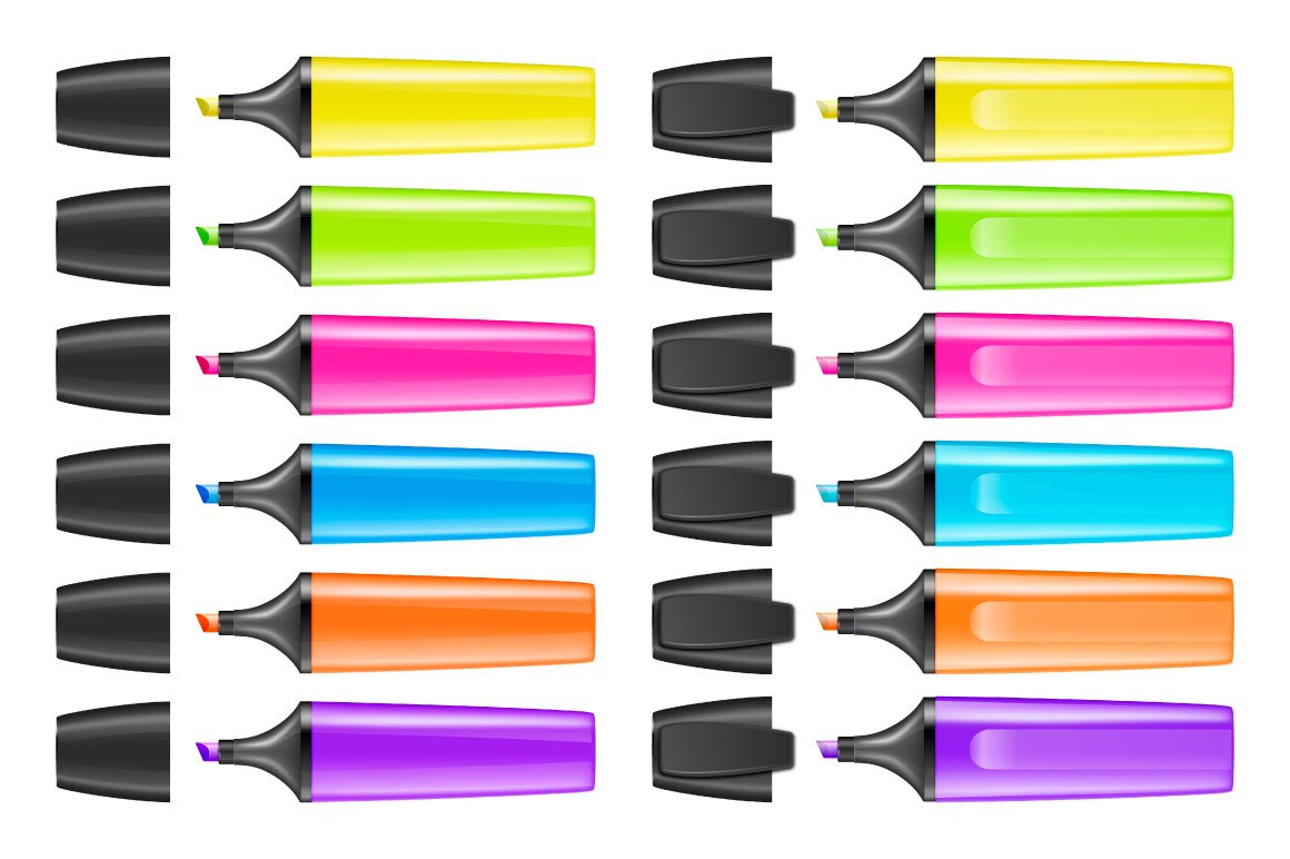 Vector highlighter set. (704572) | Vectors | Design Bundles