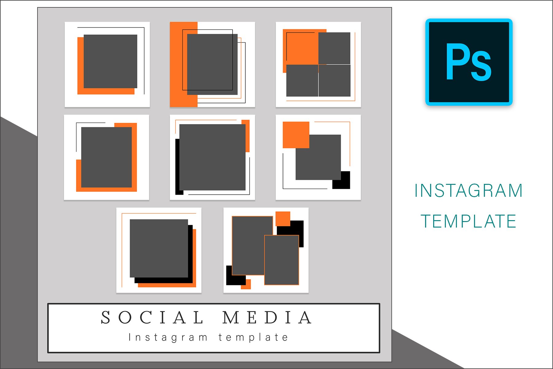 Orange Instagram Photoshop Template Post (701552) | Instagram | Design ...