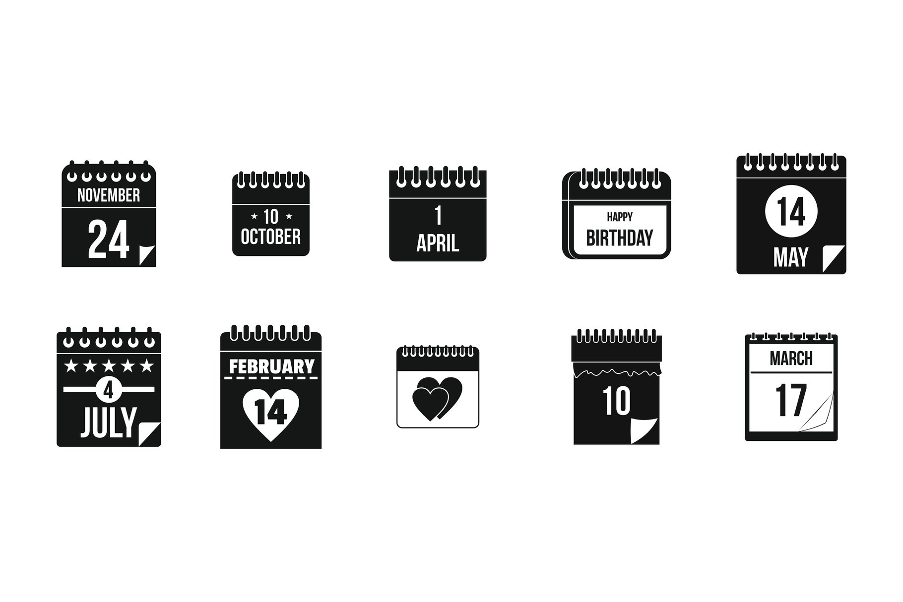 Calendar date icon set, simple style (370225) | Icons | Design Bundles