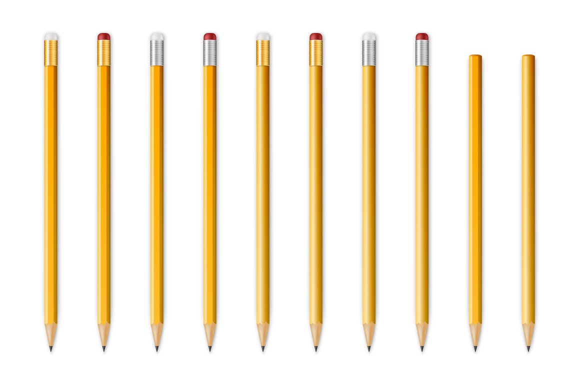 Wooden sharp pencils. Big set. (674685) | Vectors | Design Bundles