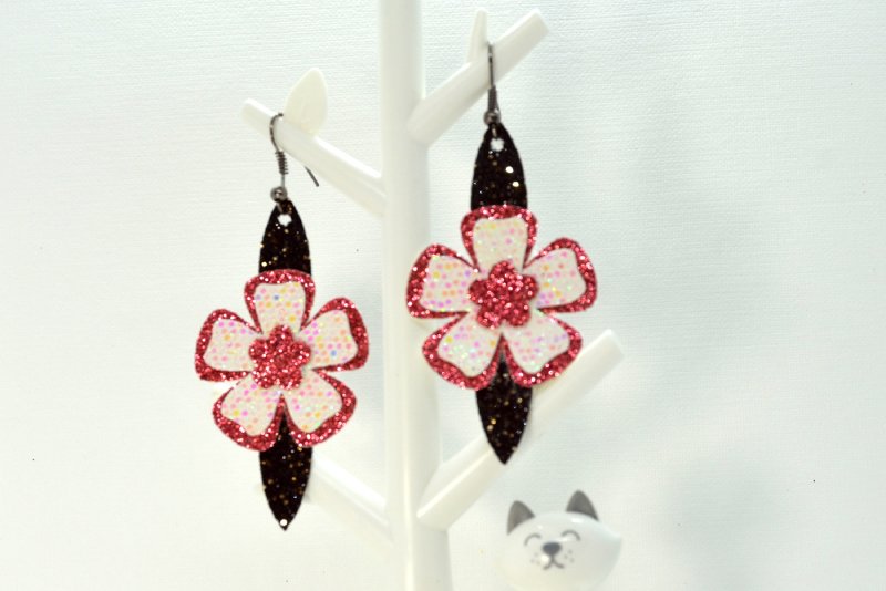 Flower earrings template SVG, DIY earrings template bundle (346994 ...