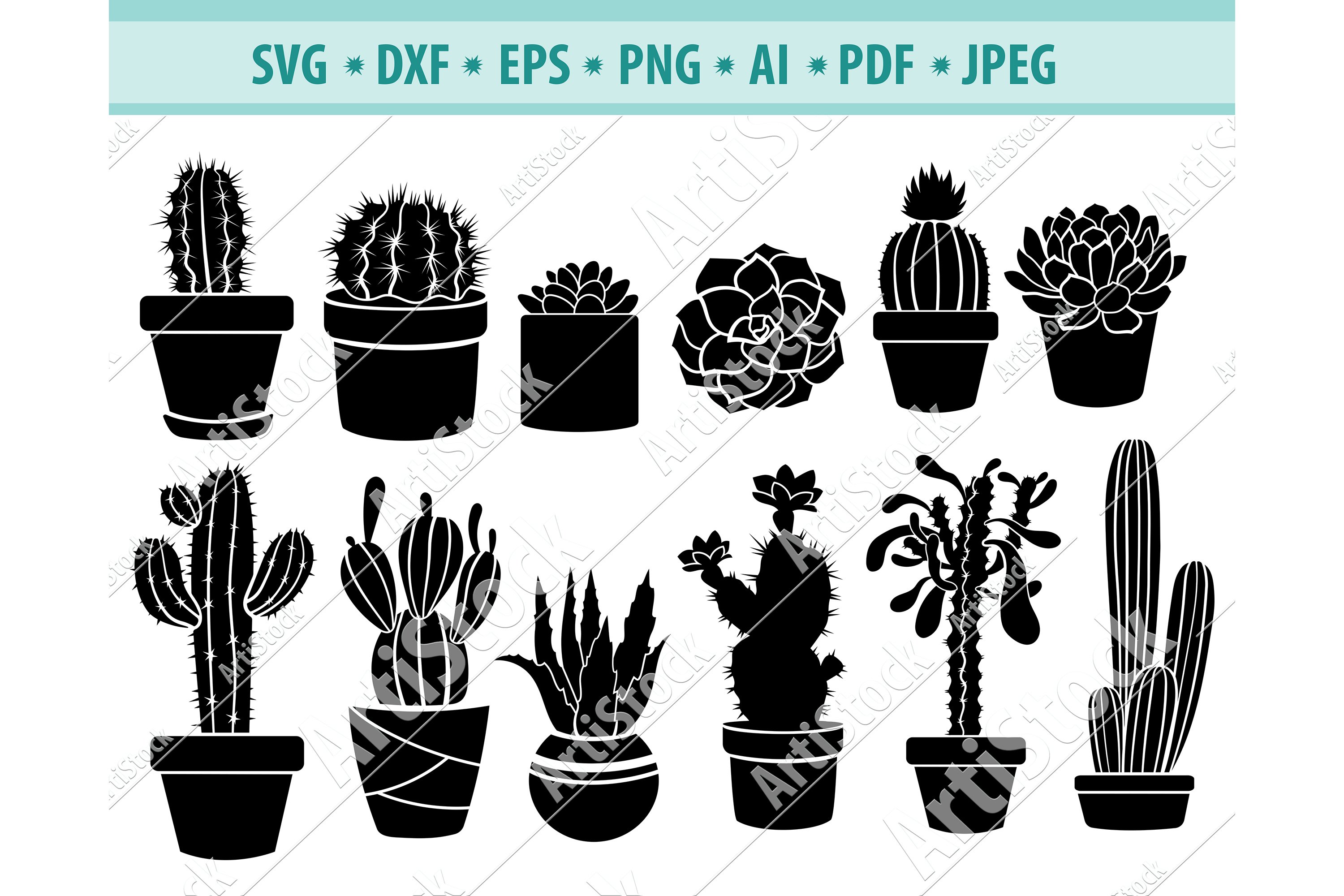 Cactus Vector Black