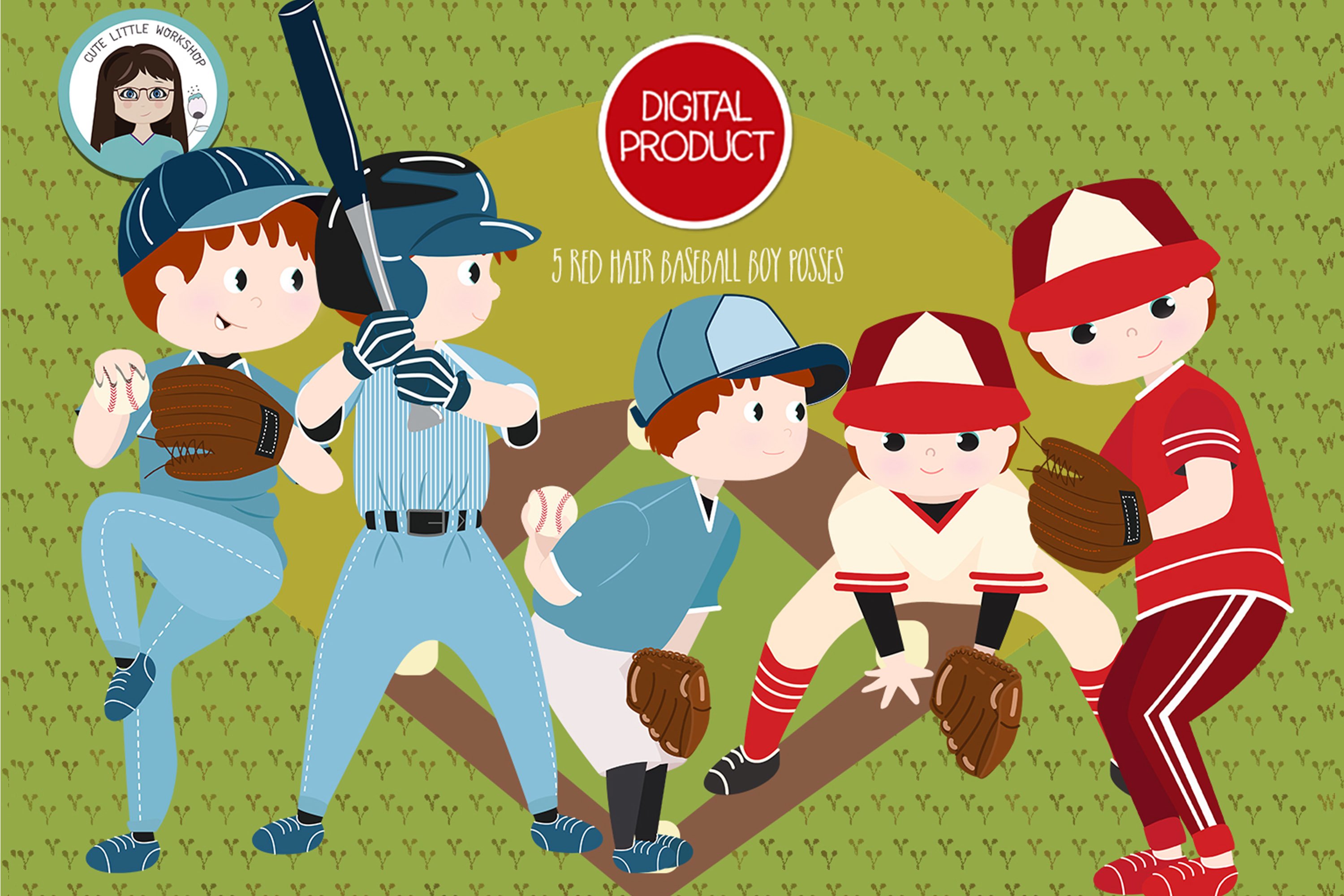 Baseball boys clipart (291752) | Illustrations | Design Bundles