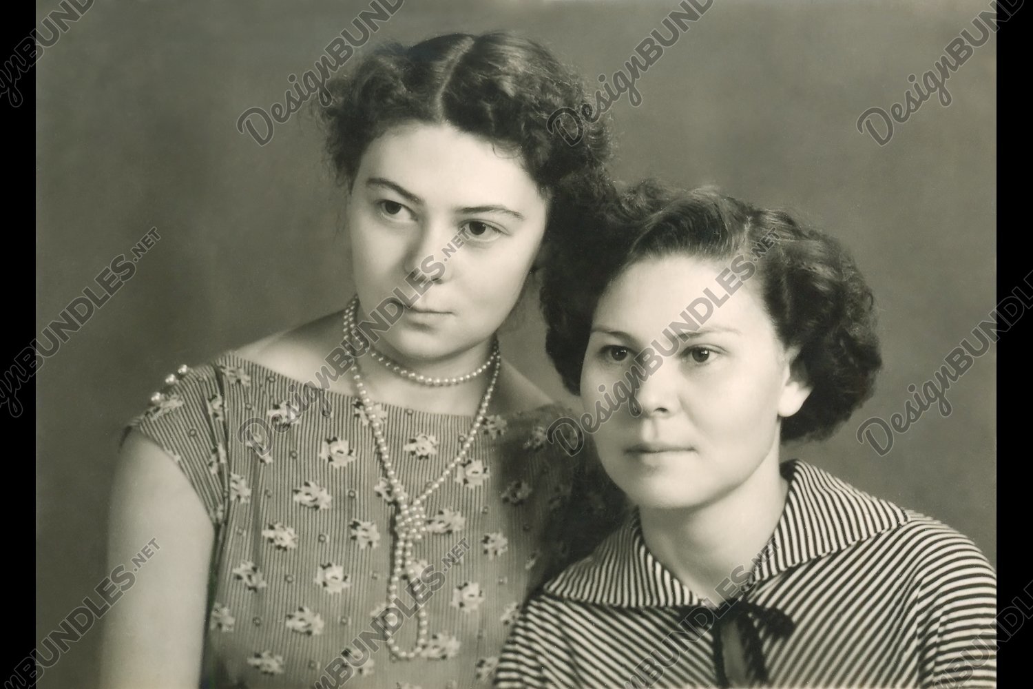 Vintage portrait of two attractive women (897640) | People | Design Bundles