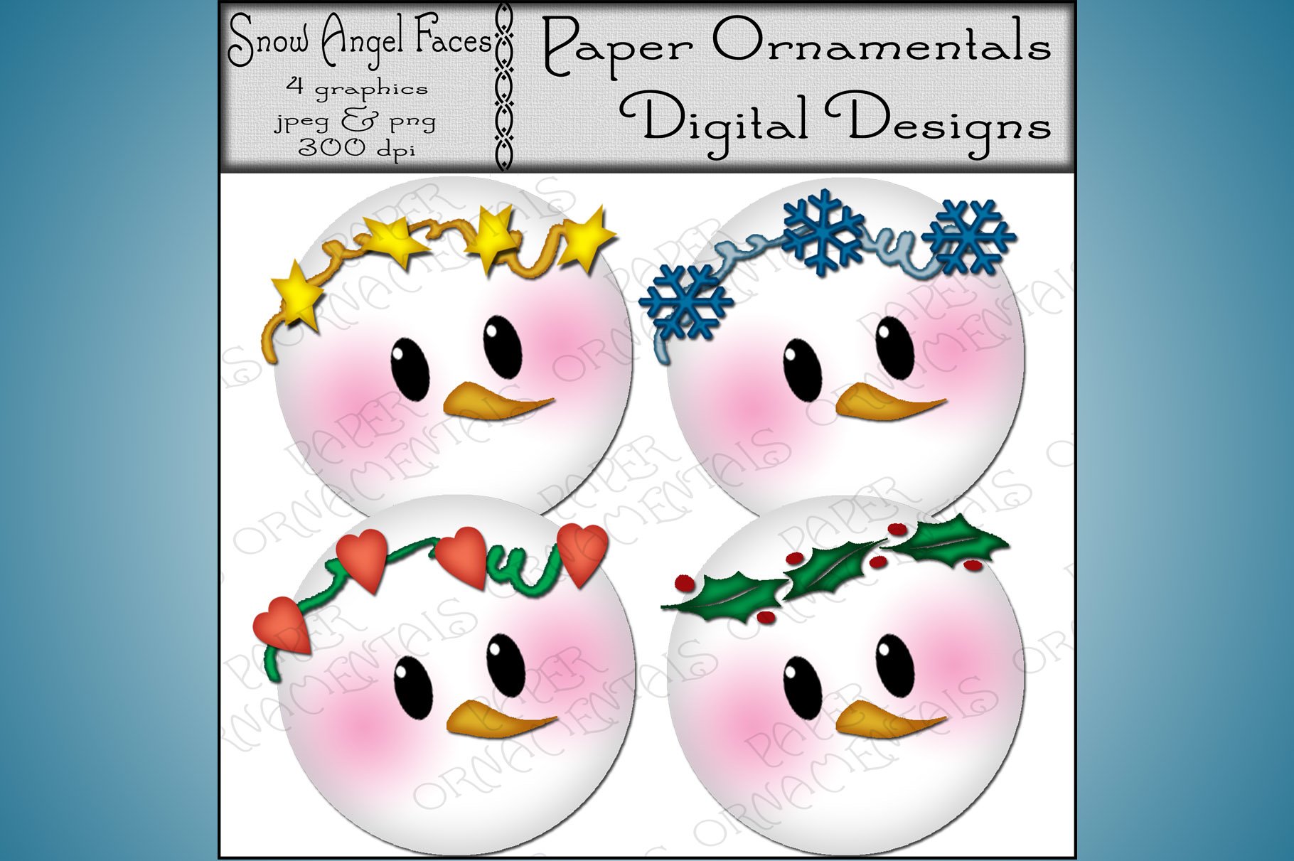 Christmas Clip Art, Christmas Winter Snow Angel Faces (1116551 ...