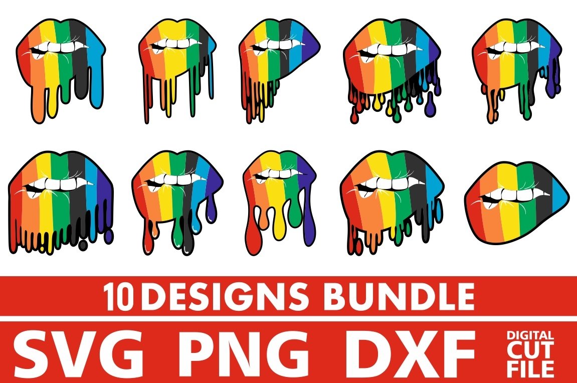 Rainbow Dripping Lips Svg | Lipstutorial.org