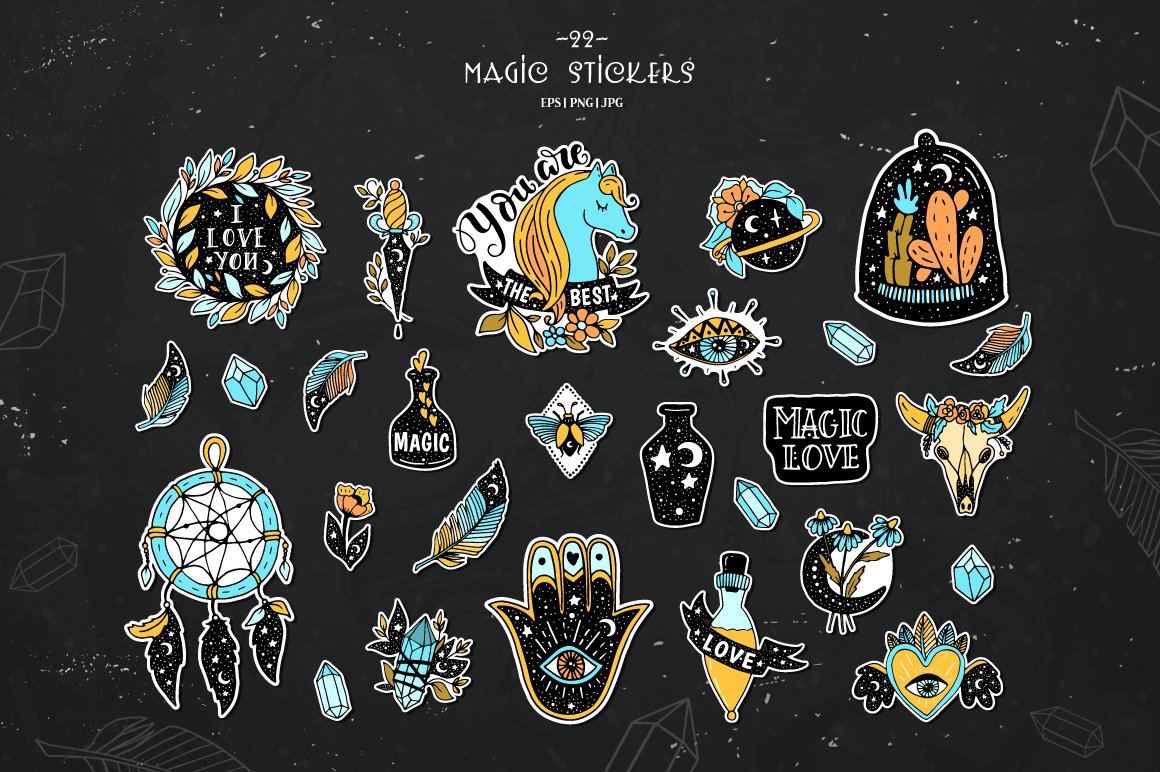 Magic stickers collection (286937) | Illustrations | Design Bundles