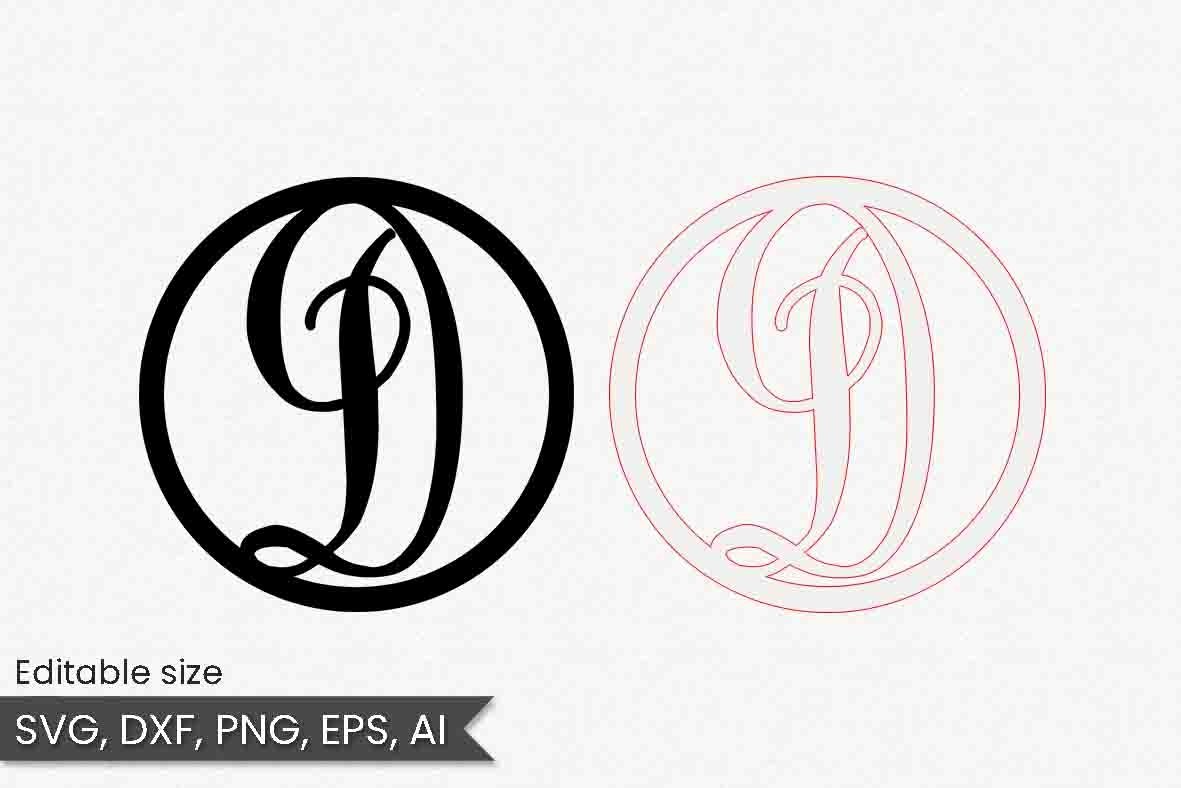 D Letter Monogram Circle, Cut File, Instant Download (420307) | Cut ...