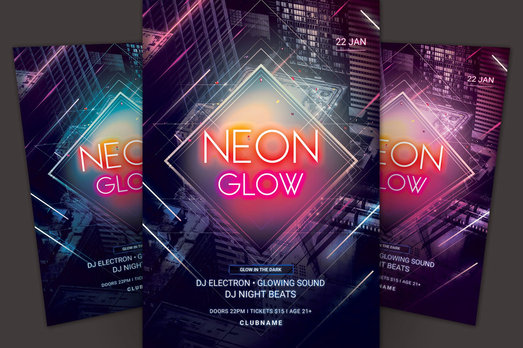 Neon Glow Flyer (388069) | Flyers | Design Bundles