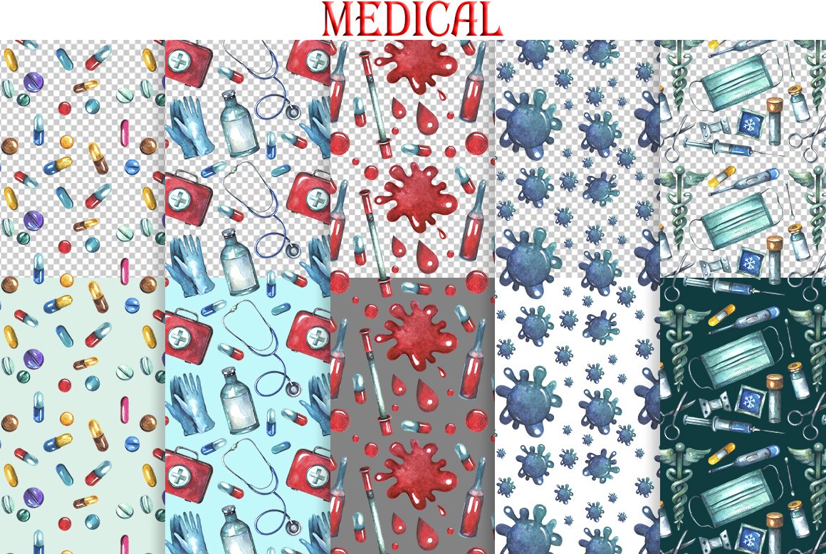 Watercolor Medical Clipart (956460) | Illustrations | Design Bundles