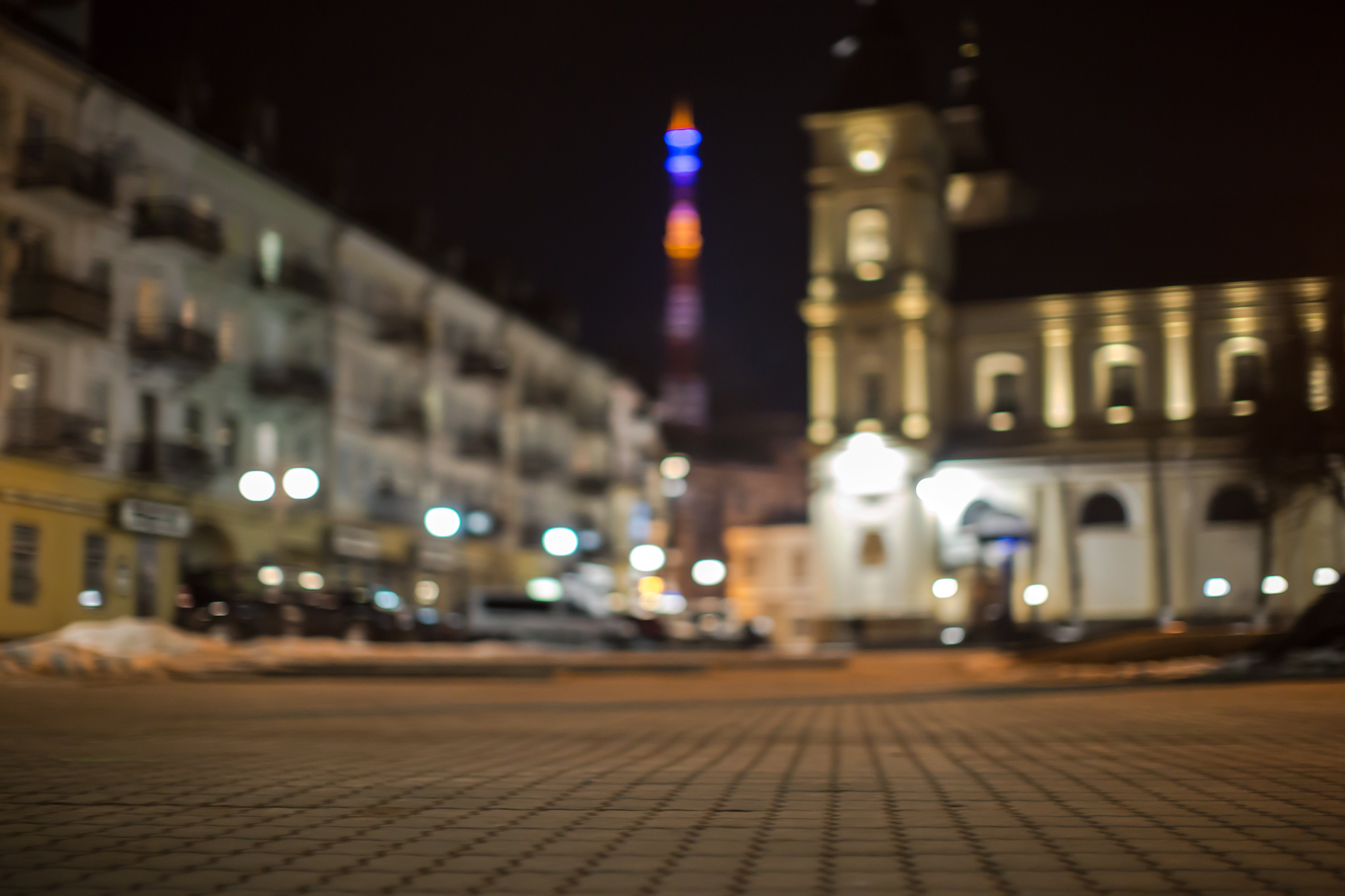Blurred night city view