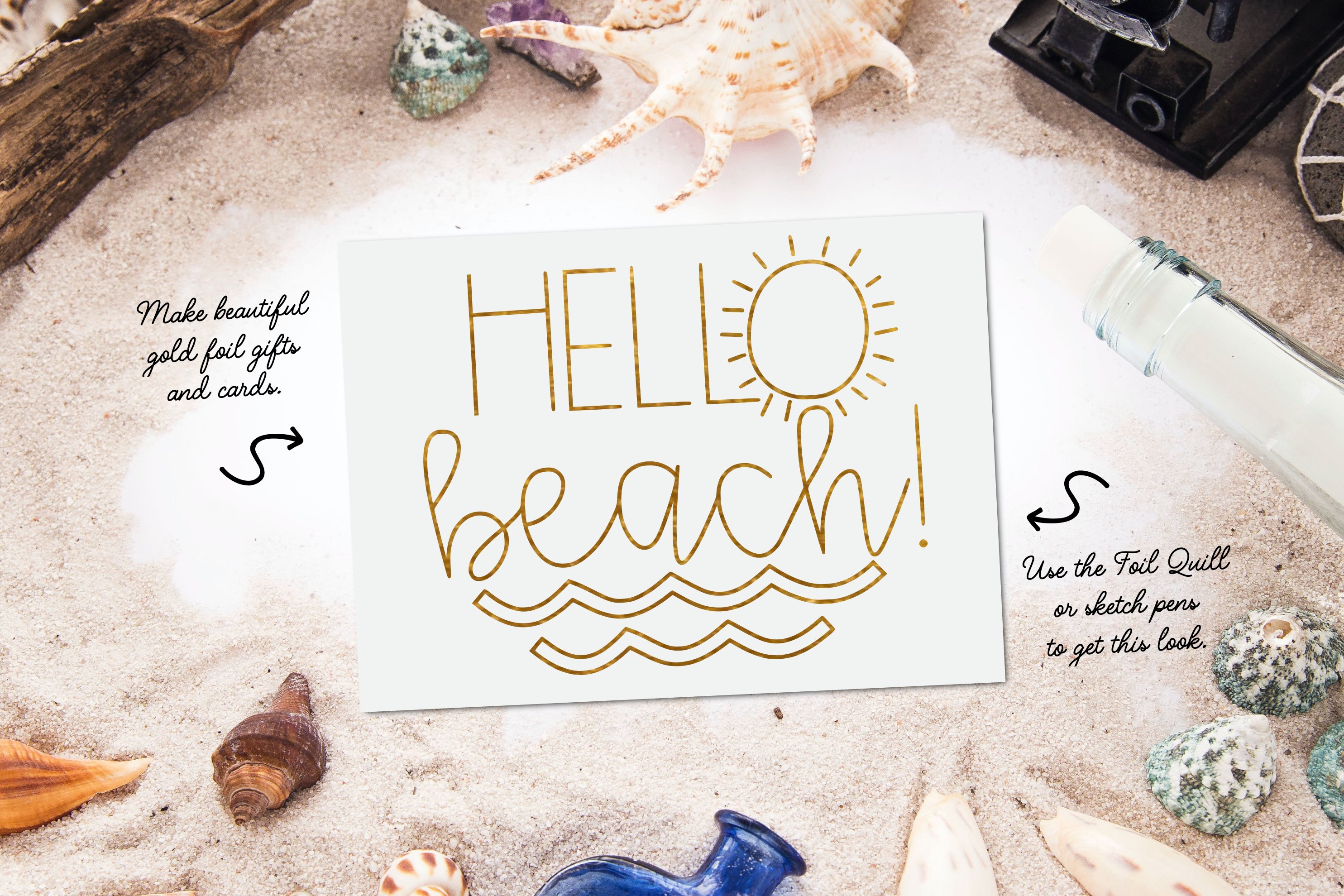 Hello Beach Single Line Design for Foil Quill