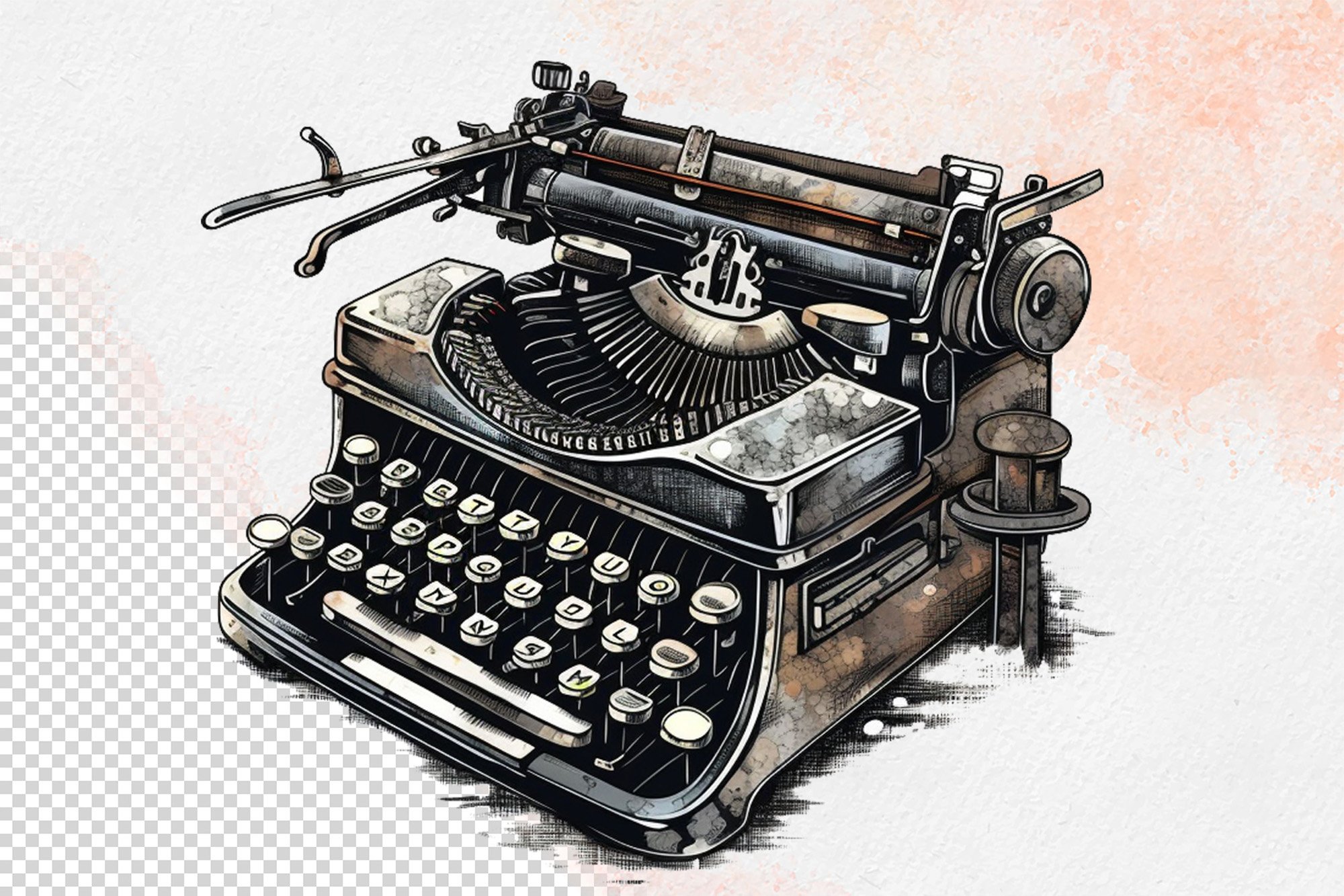 Vintage Typewriter Drawing