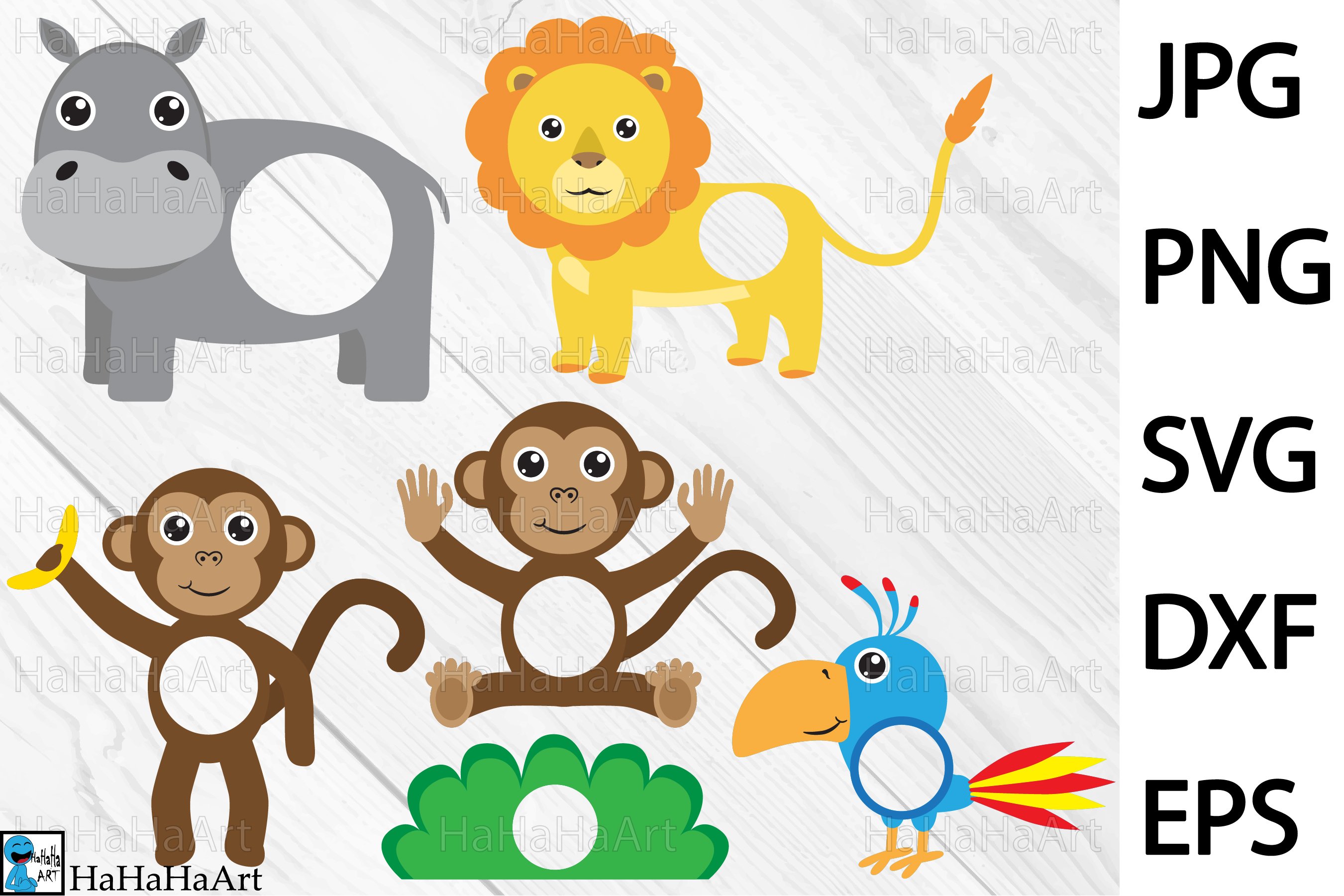 Circle Safari Animals - Clip art / Cutting Files 94c (142324) | SVGs ...