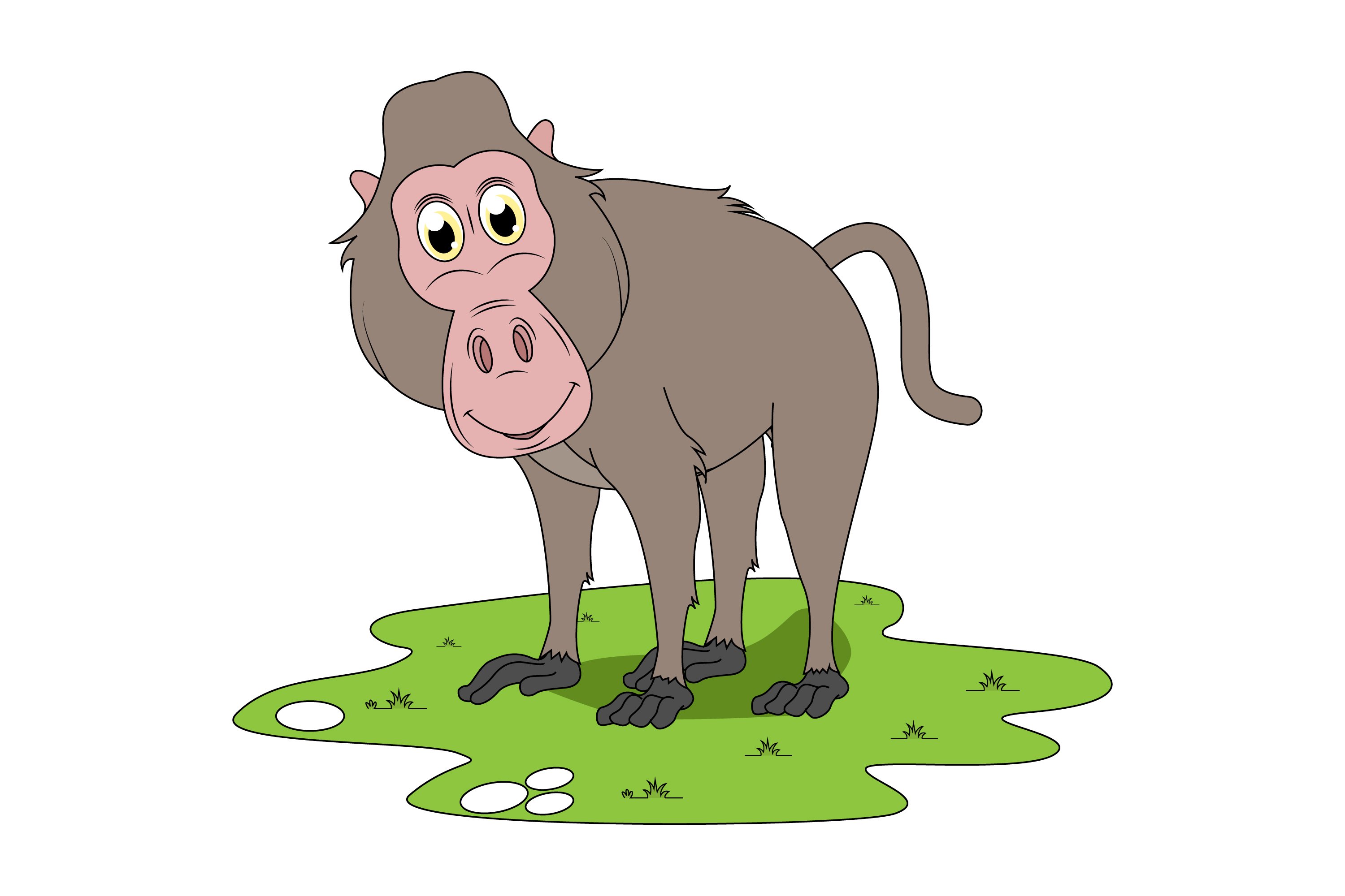 cute baboon animal cartoon, simple vector illustration (1183247 ...