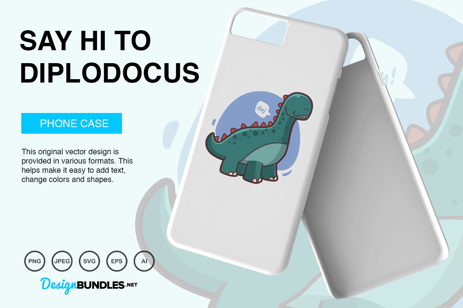 Say Hi to Diplodocus Vector Illustration