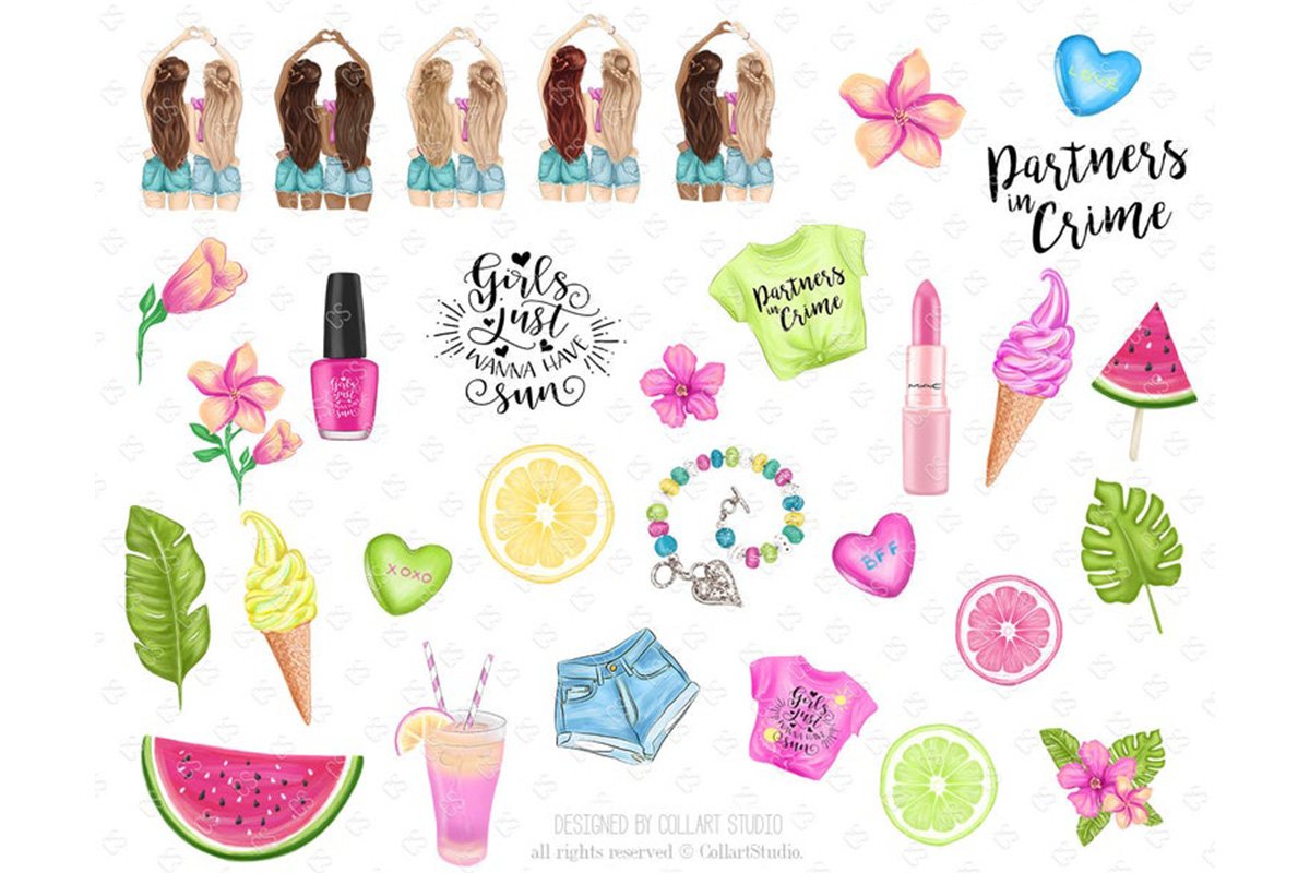 Friends Clipart , Friendship, BFF, Tropical Summer, Planner (463297 ...