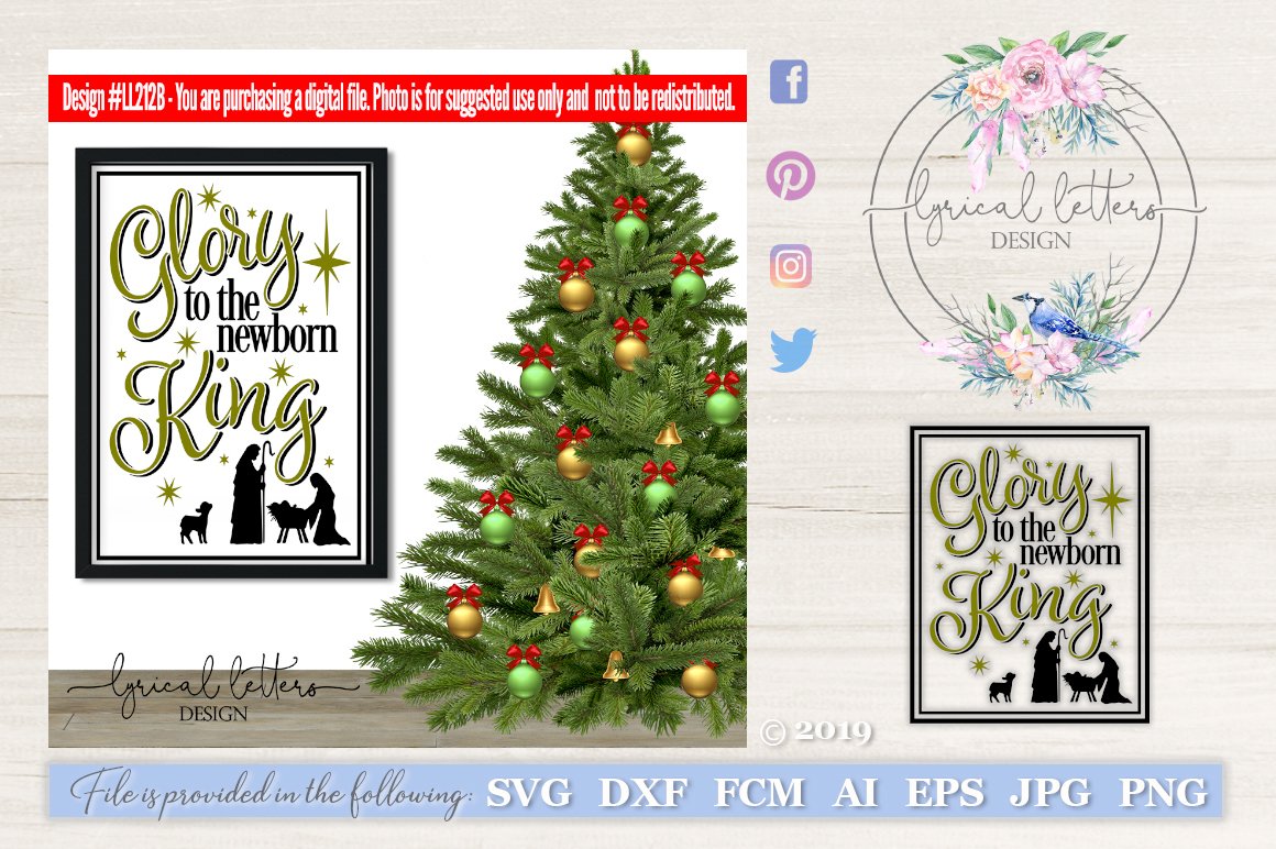 Glory To The Newborn King Nativity Christmas SVG LL212B (112990) | Cut ...