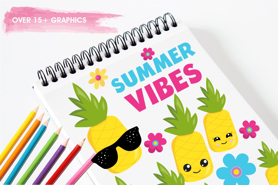 Summer Pineapples graphics and illustrations