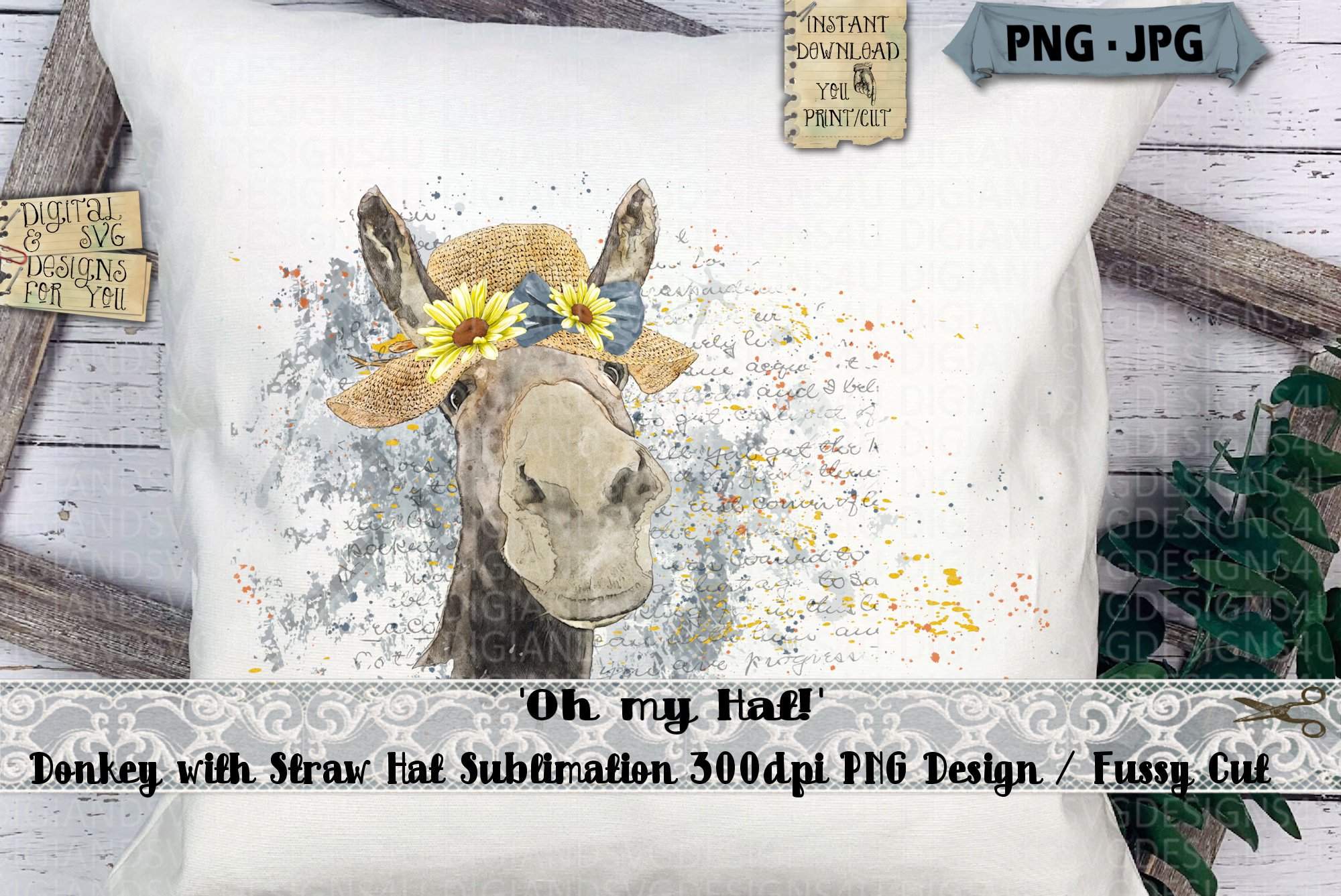 Fall Donkey with hat| Autumn Donkey | Animal sublimation (818850 ...