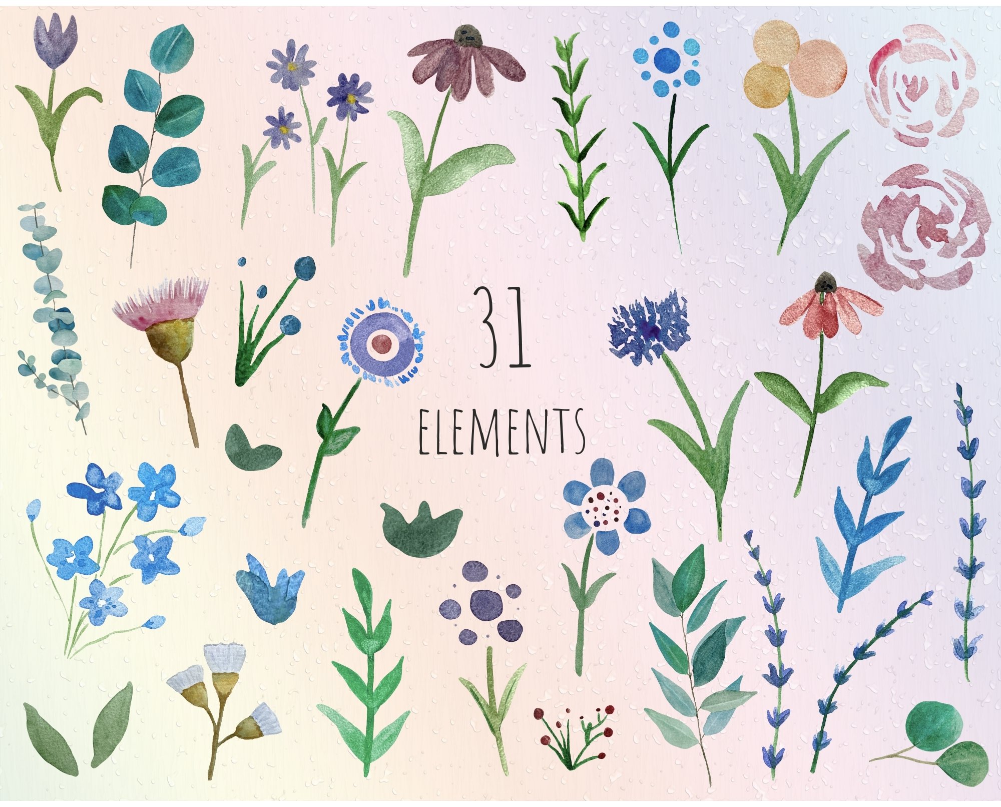 Watercolor Fairy Flowers Clipart (781663) | Illustrations | Design Bundles