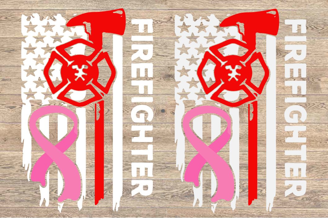 Pink Ribbon Firefighter flag Awareness Breast cancer 1516s (304574 ...