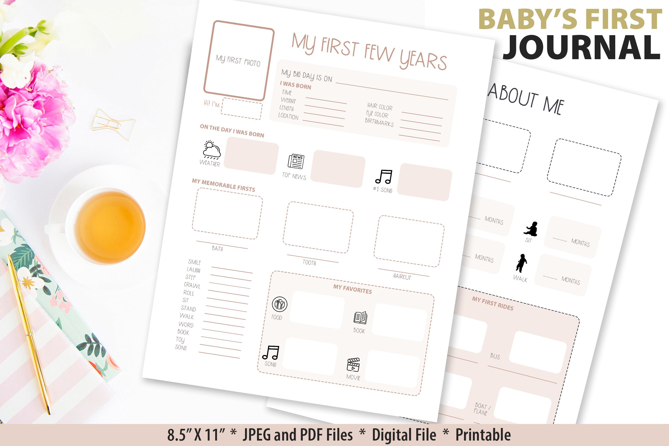 Baby's Firsts - Journal (1045337) | Digital | Design Bundles