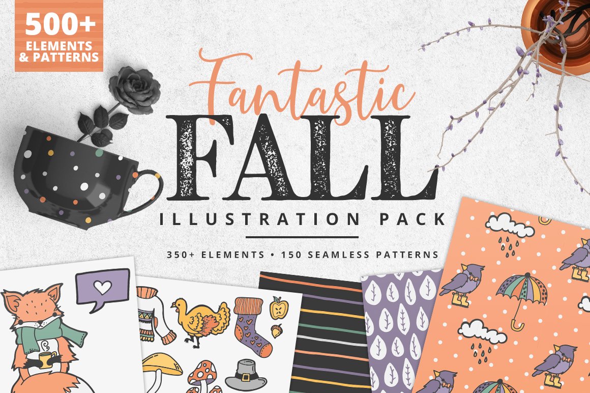 Fantastic Fall Illustration Pack | 500 Elements! (148221 ...