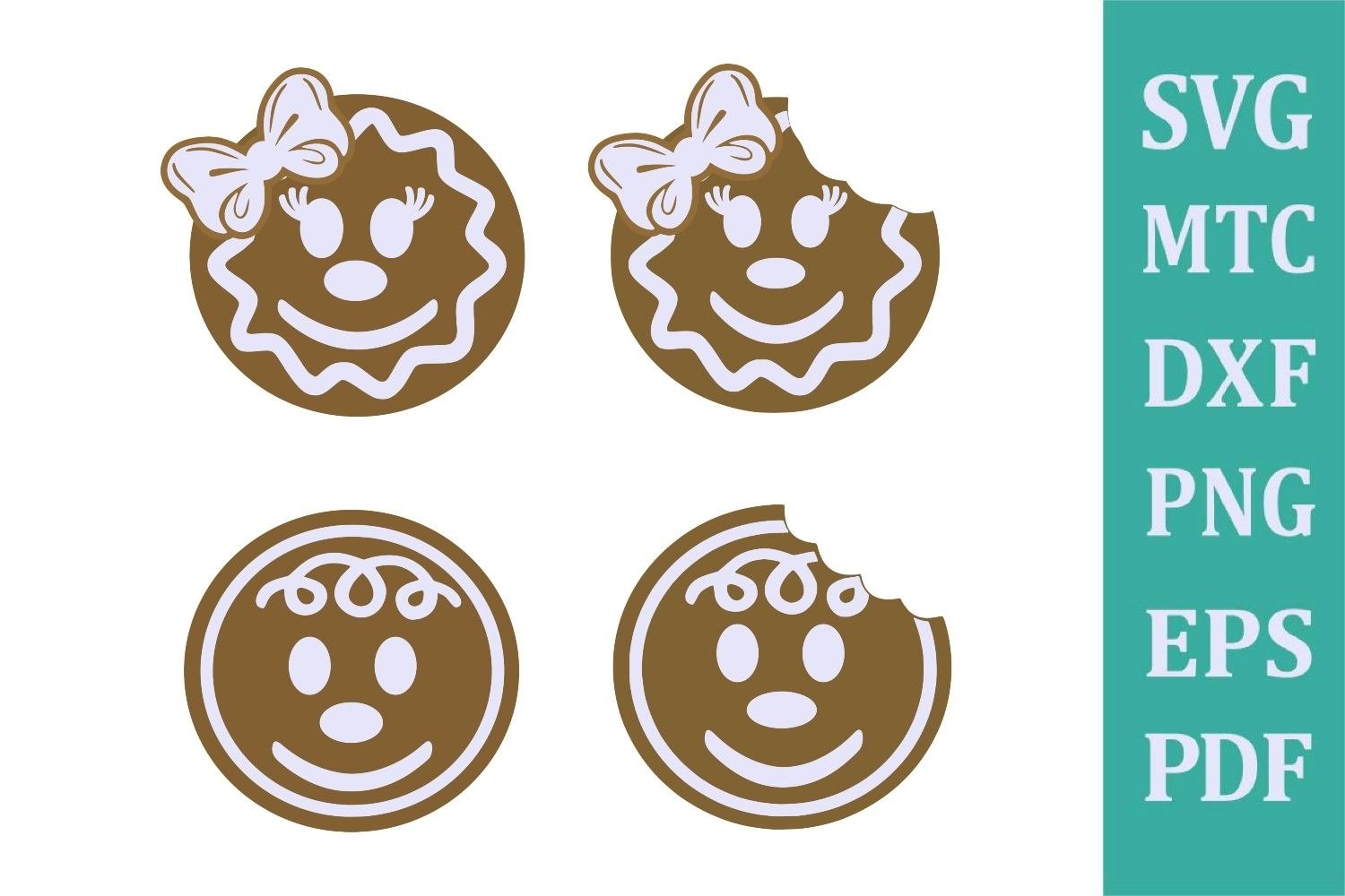 Christmas Gingerbread Faces Embellishment SVG Cut File (263264) | Paper ...
