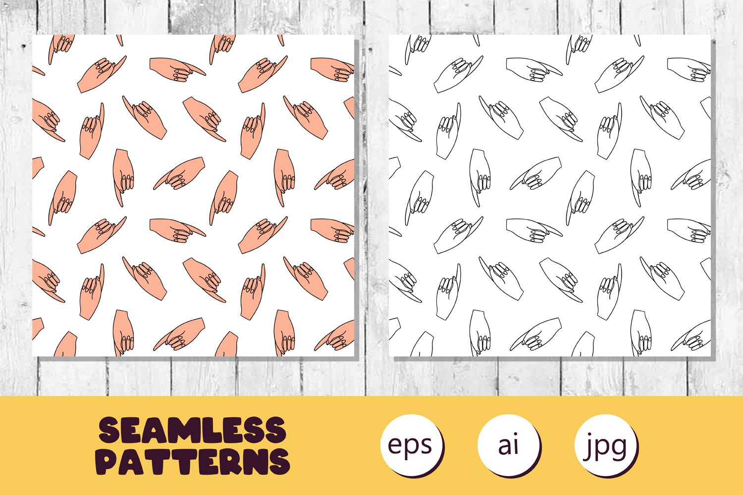 Seamless pattern with hands. Vector template. (1333030) | Patterns ...