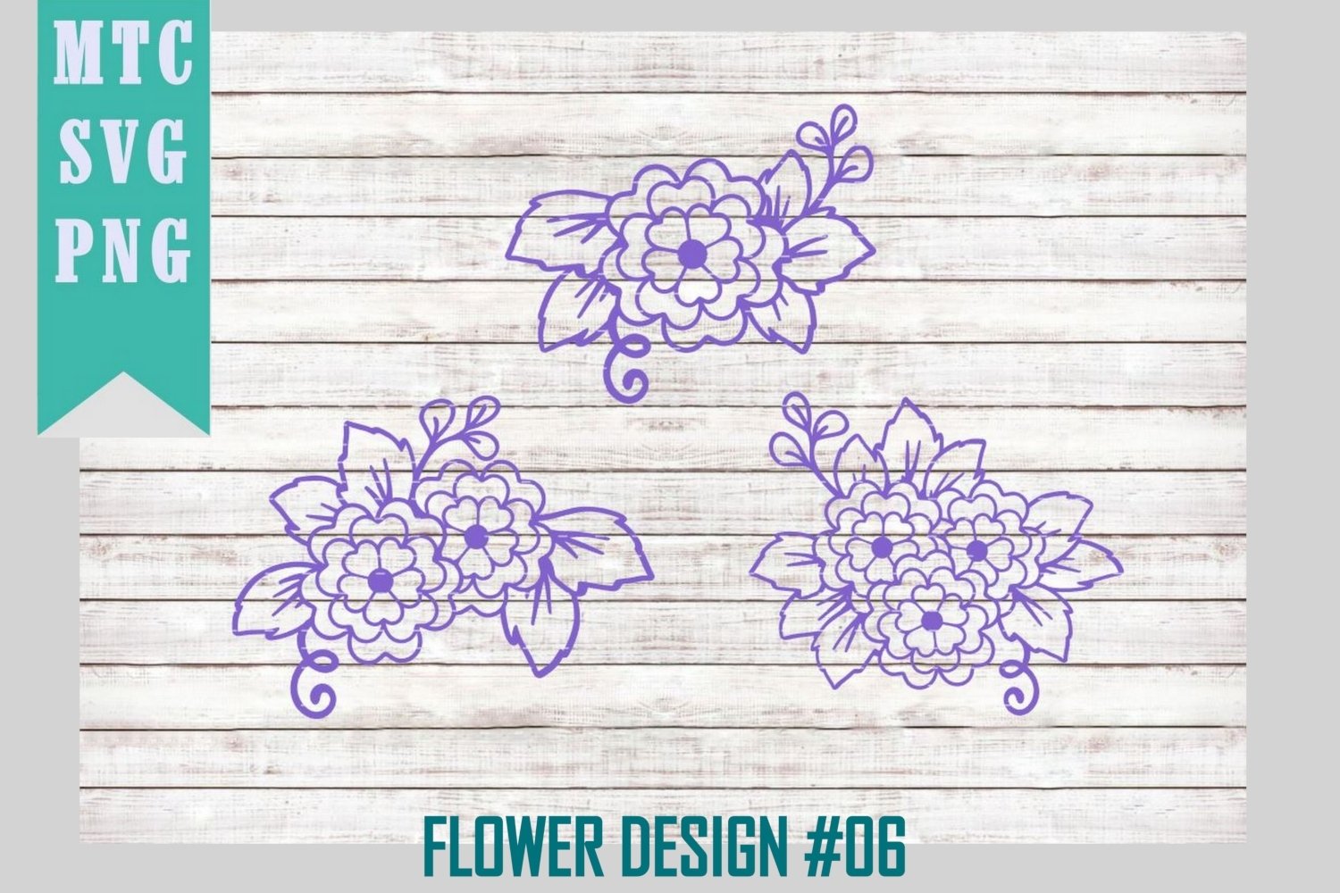 Flower #06 Design #01 Set of 3 SVG Cut File