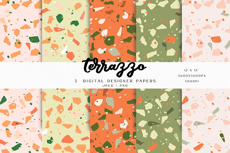 5 Terrazzo Seamless Digital Paper (1354631) | Patterns | Design Bundles