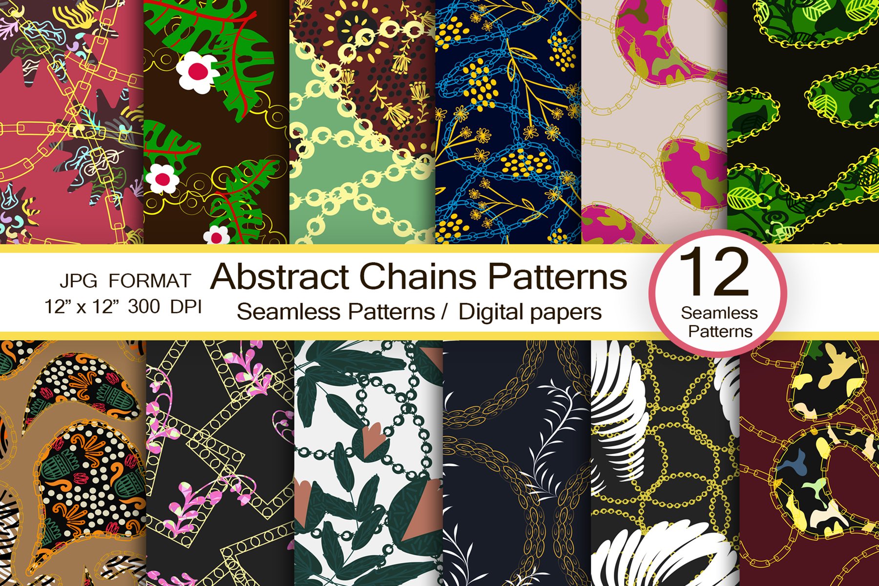 Abstract Chains patterns designs from digital papers (1087152) | Patterns | Design Bundles