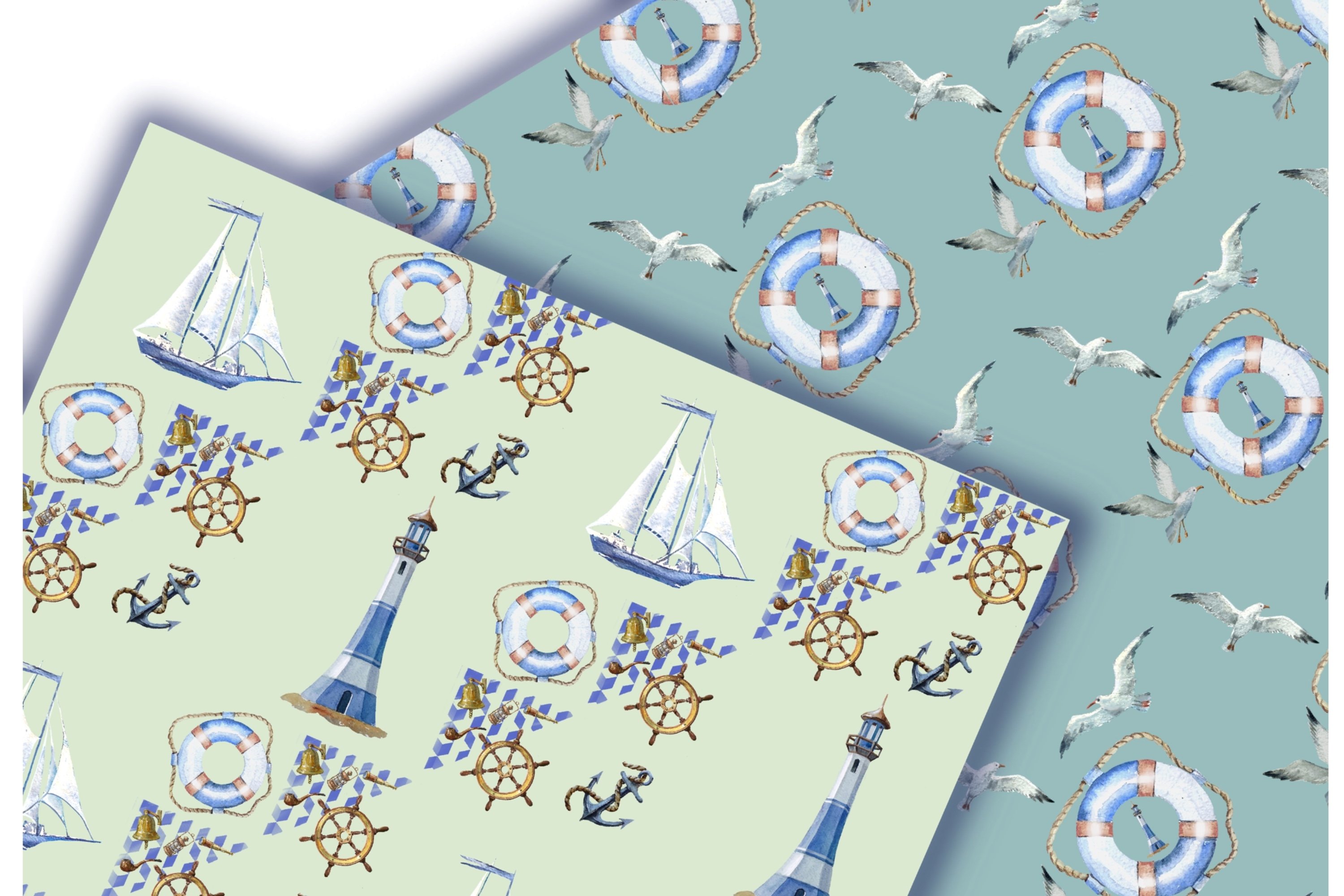 Watercolor Sea digital paper ,Nautical Pattern (919760) | Patterns ...
