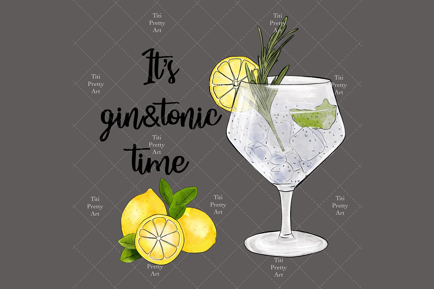 Gin And Tonic Cocktail Bundle PNG (942682) | Illustrations | Design Bundles