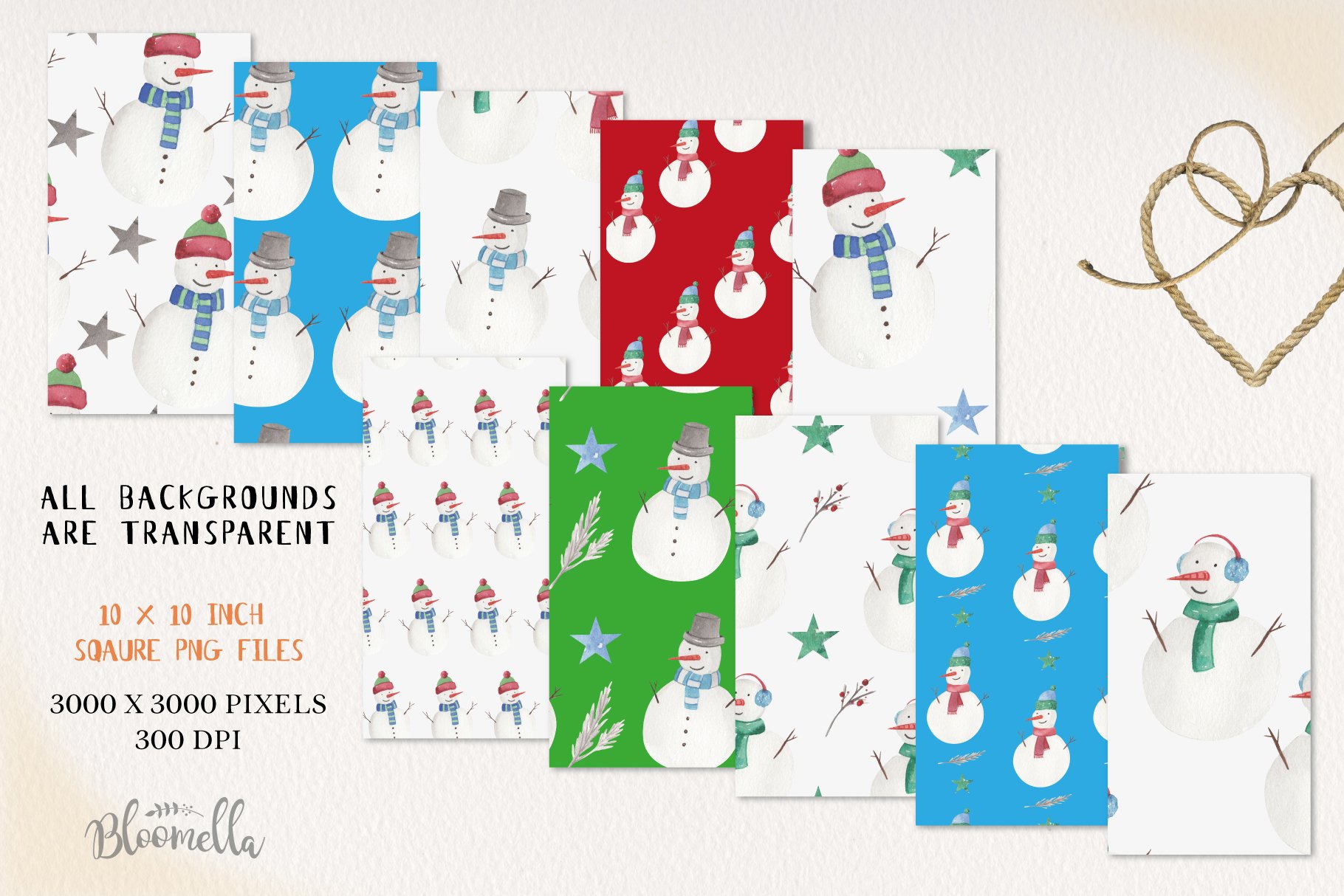 Snowman Seamless Patterns Digital Papers Snowmen Winter Xmas