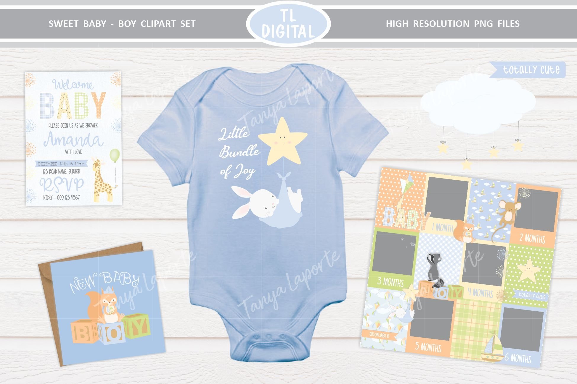 Sweet Baby Boy Clipart Set - 25 Baby themed Graphics (348694 ...