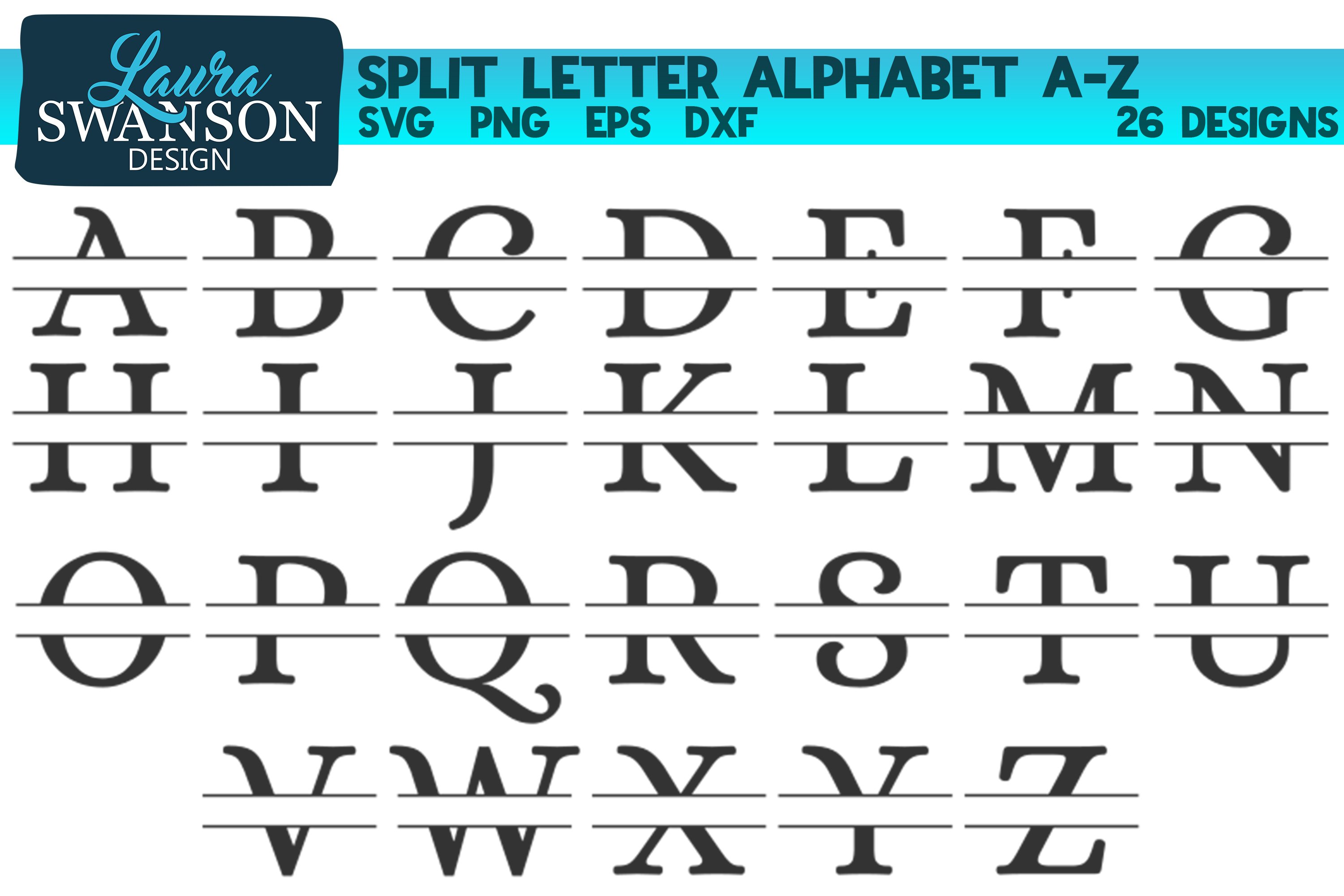 Split Letters A-Z - 26 Split Monogram SVG files (918553) | Cut Files ...