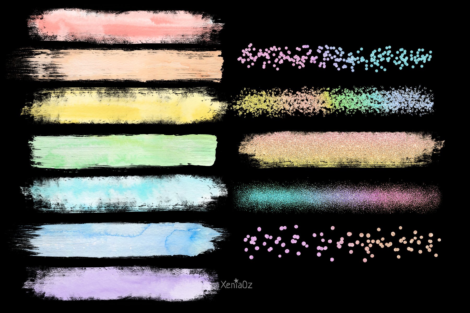 Rainbow Brush Strokes Clipart, Pastel Watercolor, PNG (725947 ...