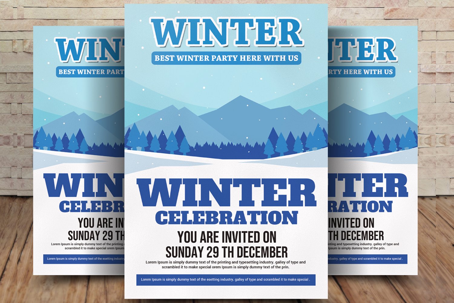 Snow Party Flyer Poster Template (557872) | Flyers | Design Bundles
