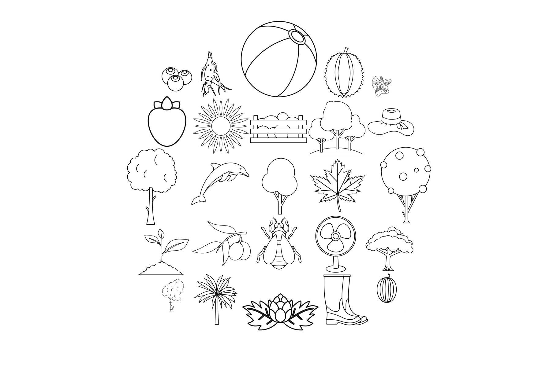 Flourish icons set, outline style (509322) | Icons | Design Bundles