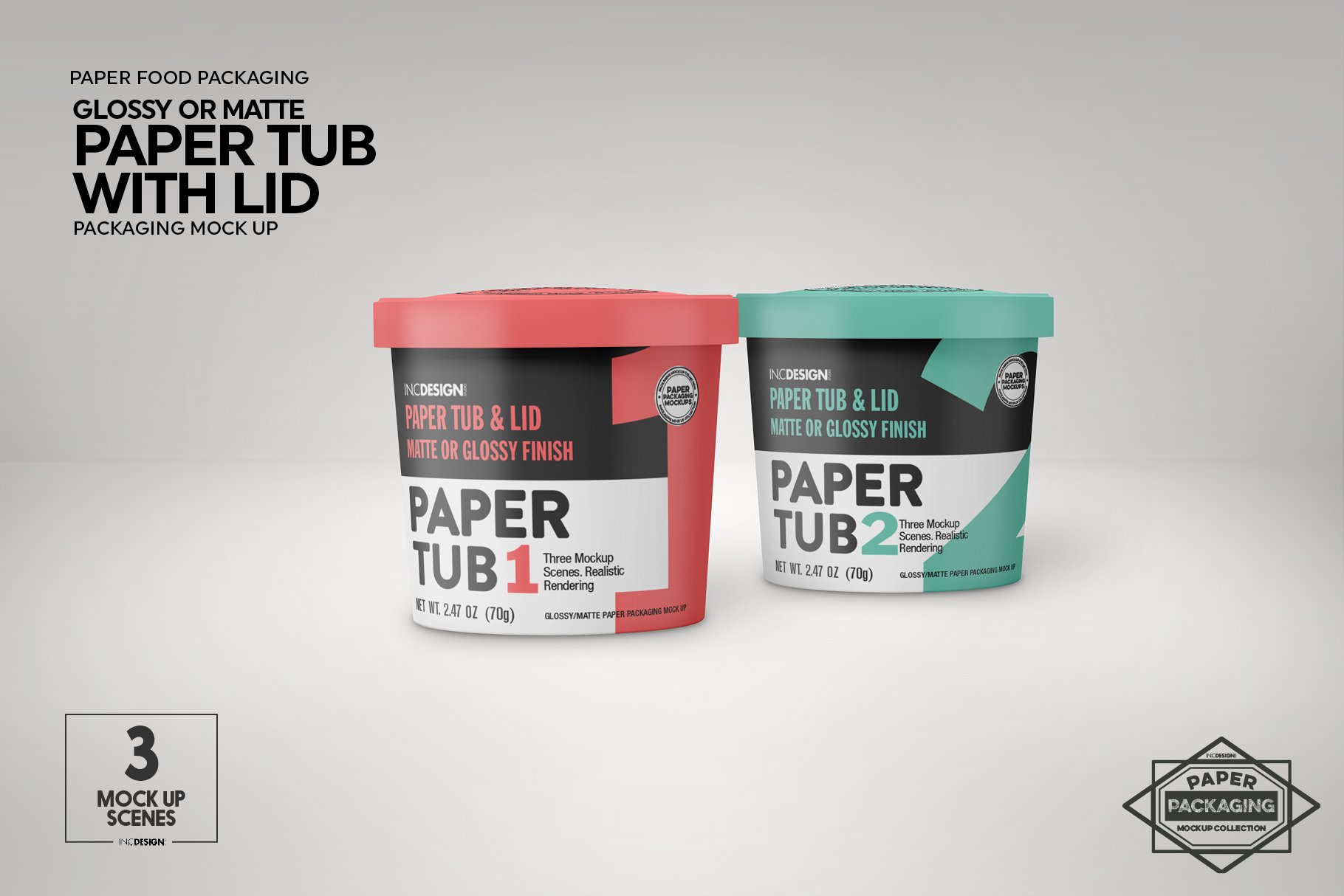 Paper Tub with Lid Packaging Mockup (571069) | Branding | Design Bundles