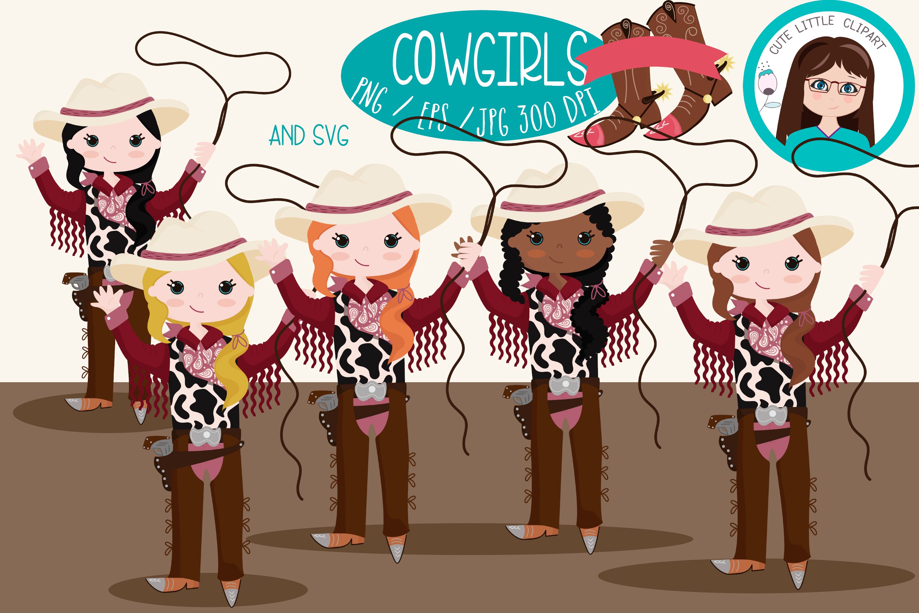 Cowgirls vector, svg, png (291775) | Characters | Design Bundles